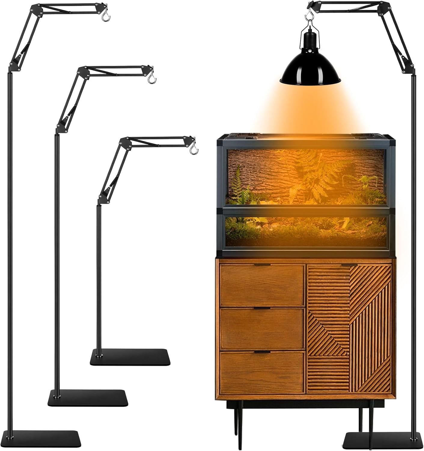 Reptile Heat Lamp Stand with 360 Swing Arm, Height Adjustable (15.7inch ...