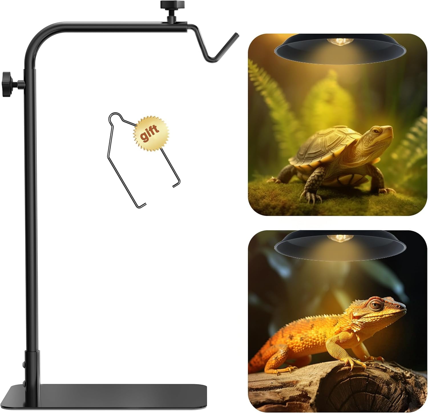 Reptile Heat Lamp Stand Adjustable 18"-32": Light Holder Fixture with ...