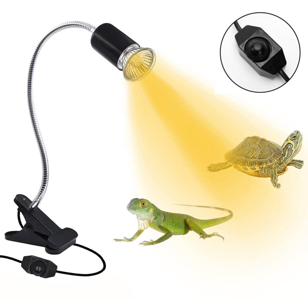 Reptile Heat Lamp Tortoise Basking Spot Lamp Turtle 360°Rotatable Light ...