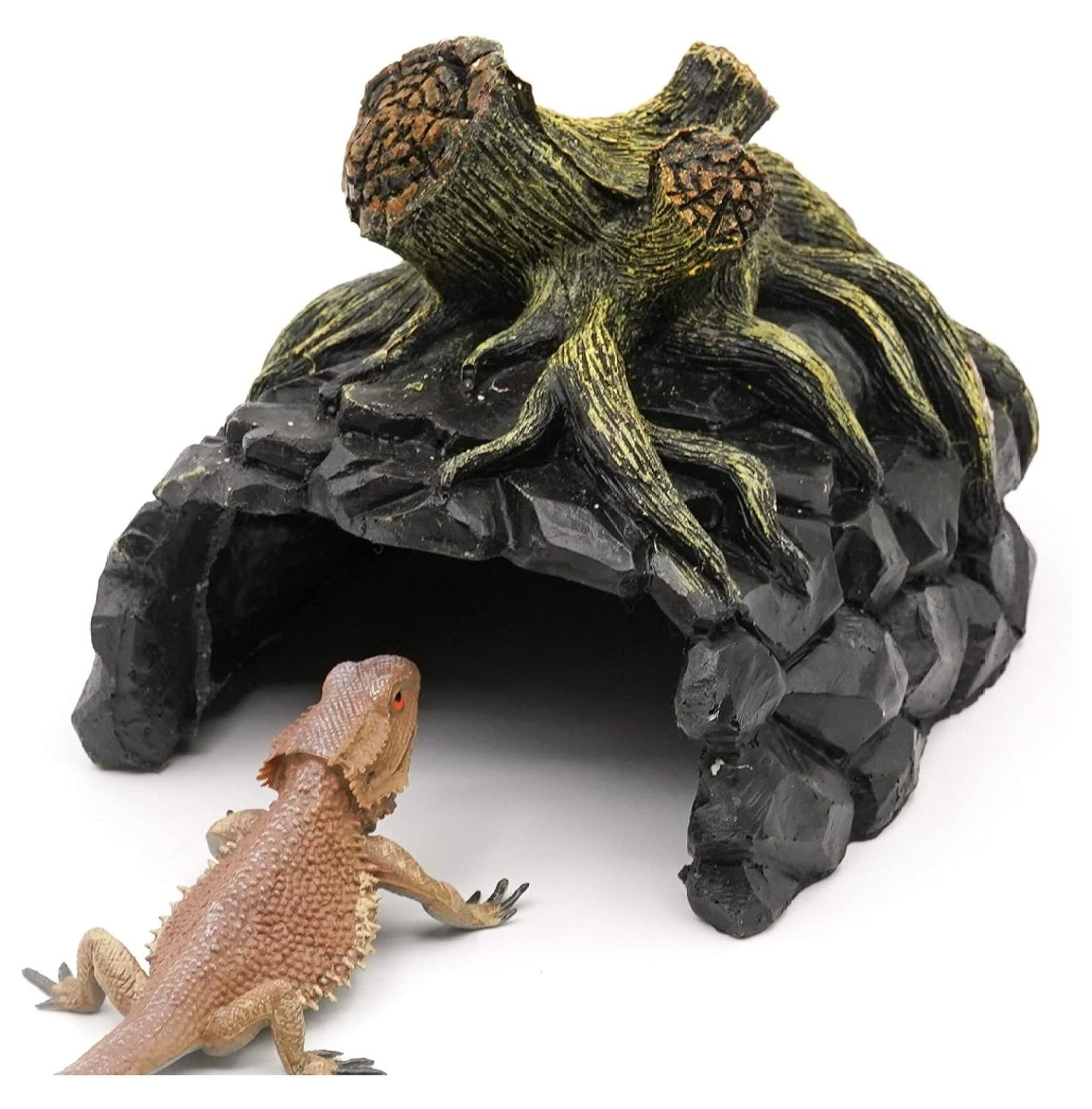 Reptile Hide Cave Aquarium Decor Hideout Rock Tree Trunk Turtle Basking
