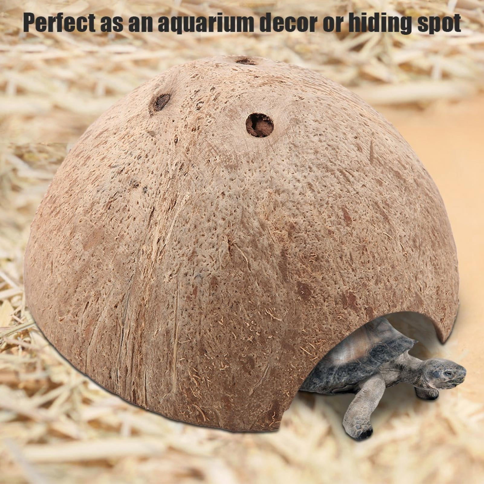 Reptile Hiding Cave Natural Coconut Shell Turtle Aquarium Hide House ...