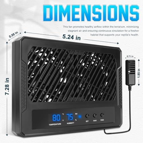 Reptile Intelligent Double Ventilation Fan with Humidity Sensor and ...