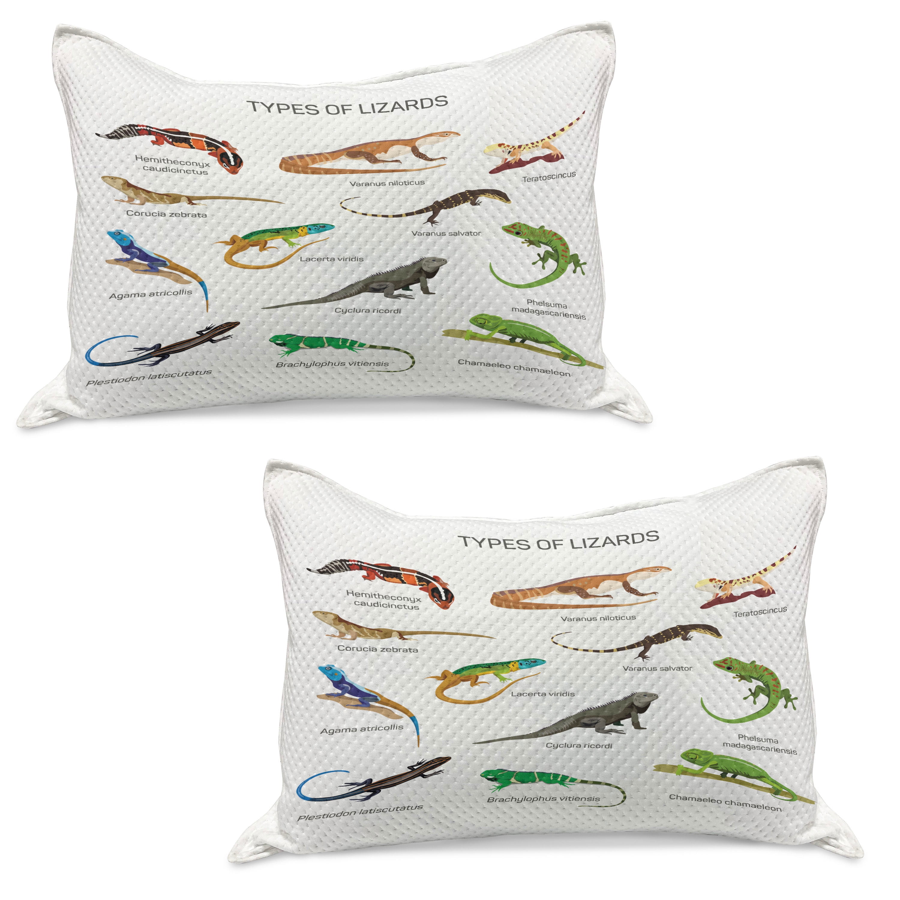 Reptile Knitted Quilt Pillowcover Set of 2, Lizard Family Design on ...