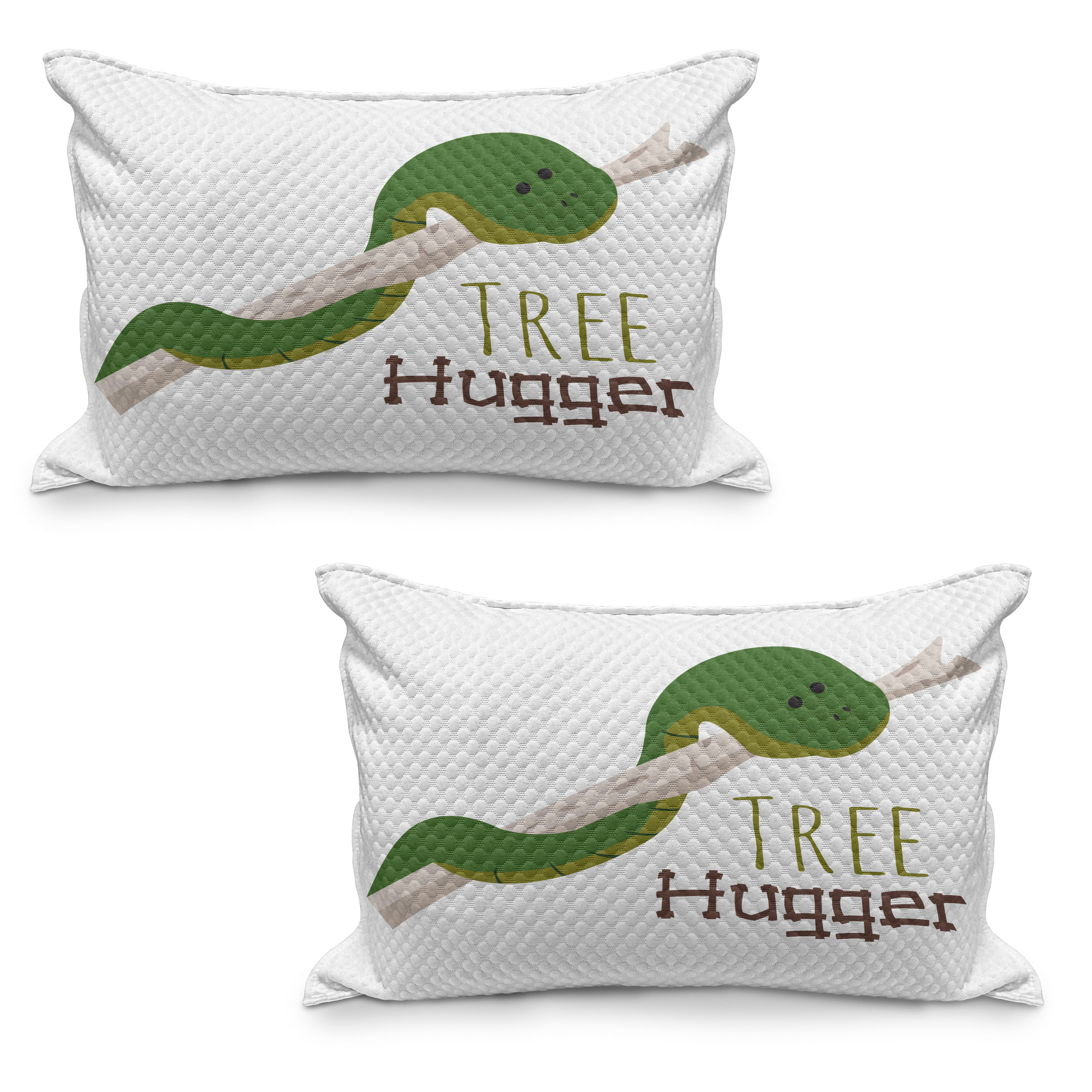Reptile Quilted Pillowcover Set of 2, Cartoon Snake Hanging from Tree ...