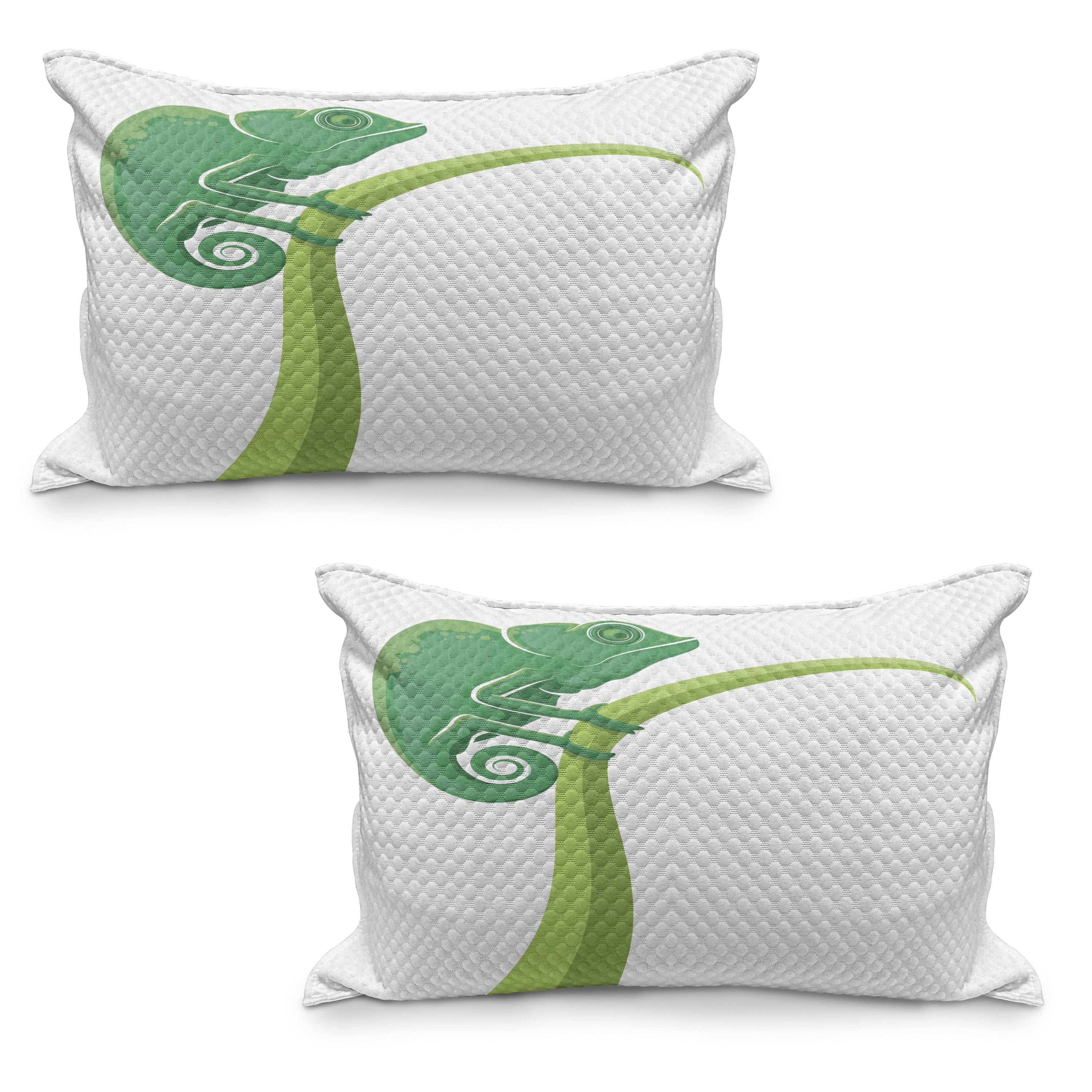 Reptile Quilted Pillowcover Set of 2, Exotic Grumpy Lizard Holding onto ...