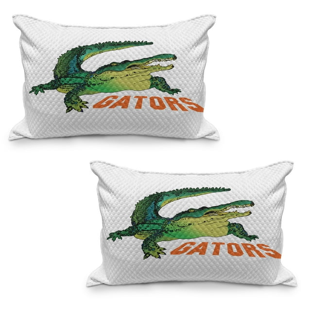 Reptile Quilted Pillowcover Set of 2, Grumpy Alligator Has Word Gator ...
