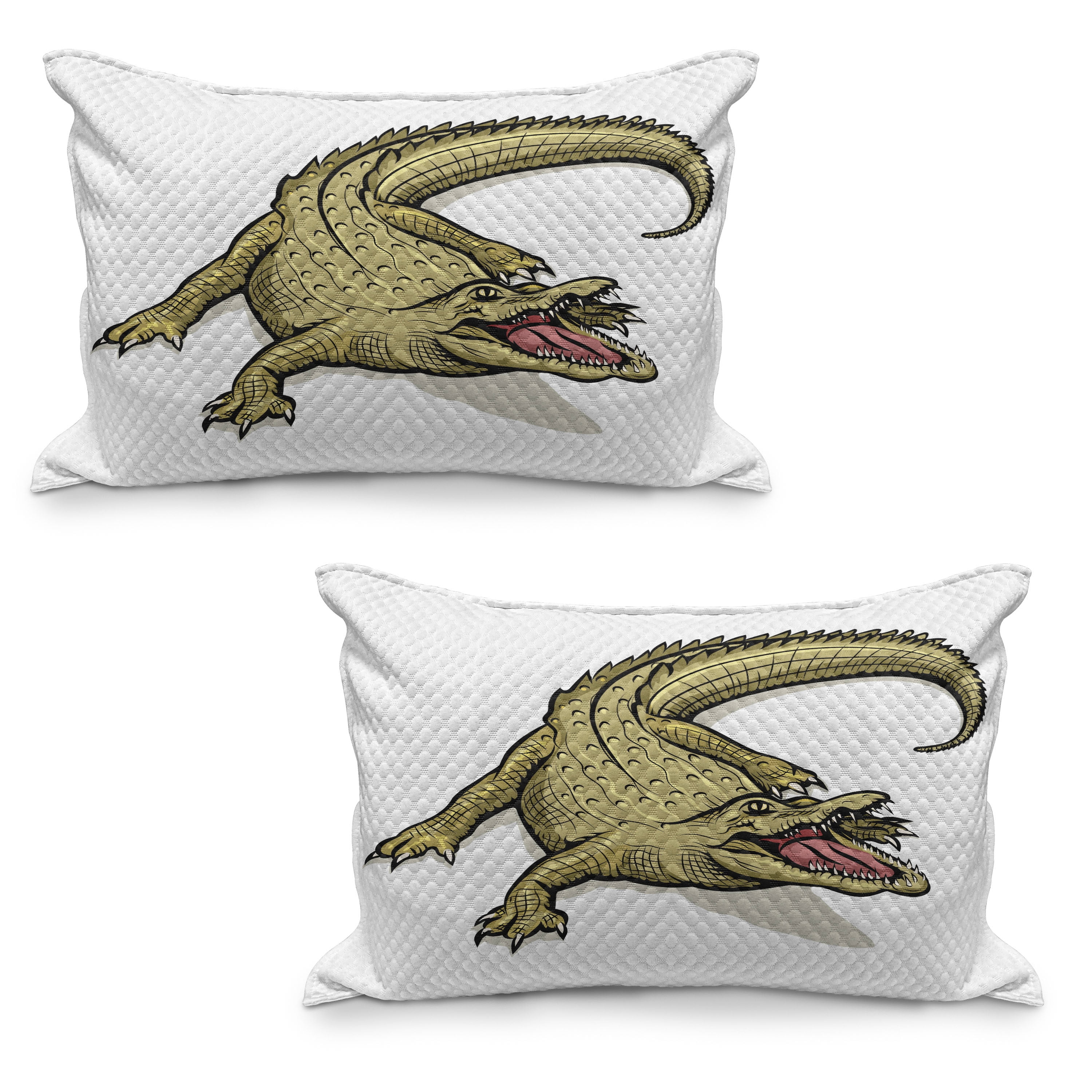 Reptile Quilted Pillowcover Set of 2, Illustration of Exotic Wild ...