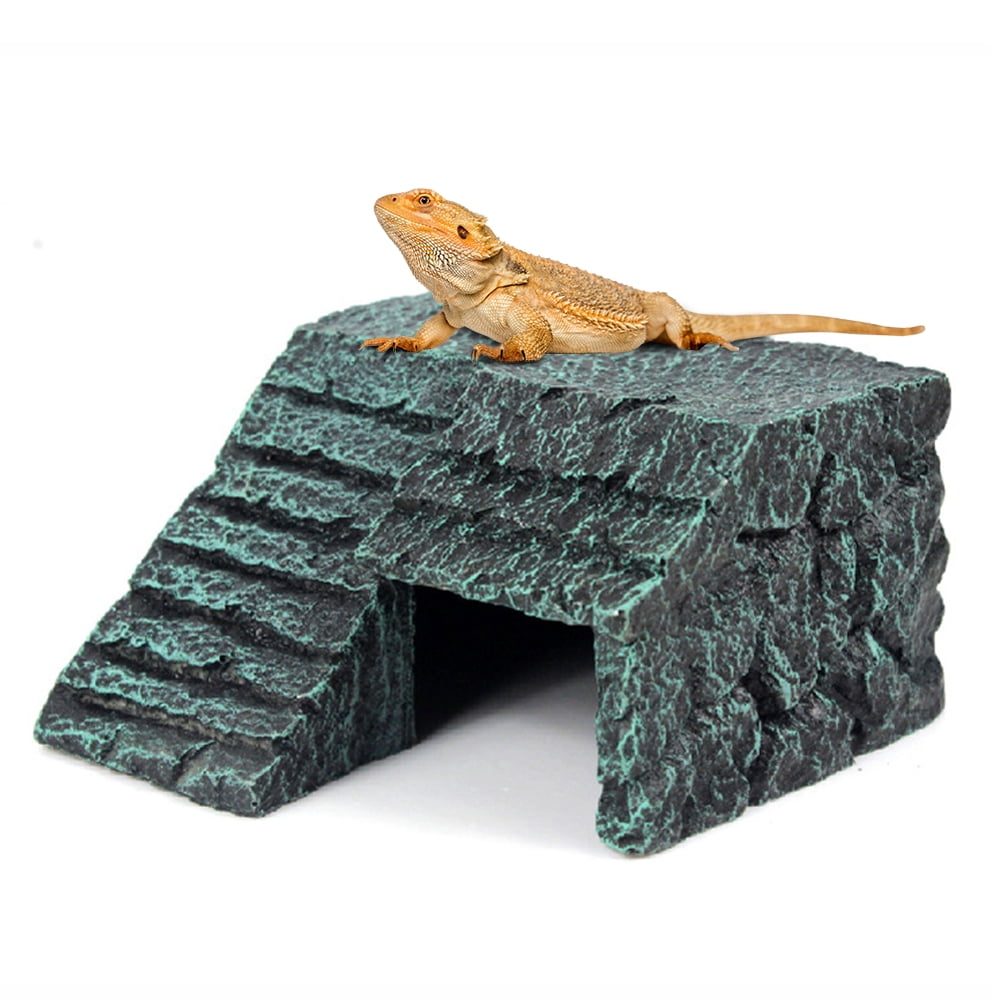 Reptile Resin Stones Hide Cave Pet Crawler Multi-Functional Reptile ...