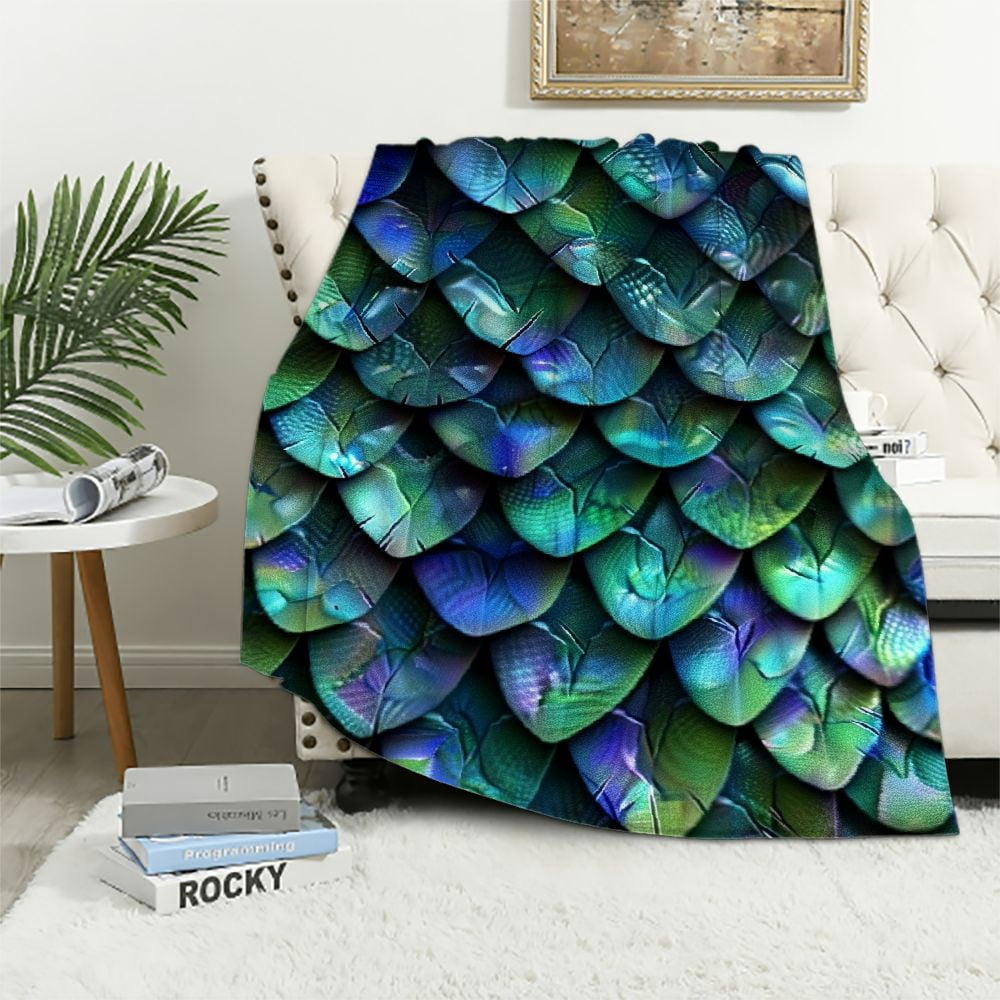 Throw Blanket 3D Seamless Texture of Dragon Scales Decorative Soft Warm ...