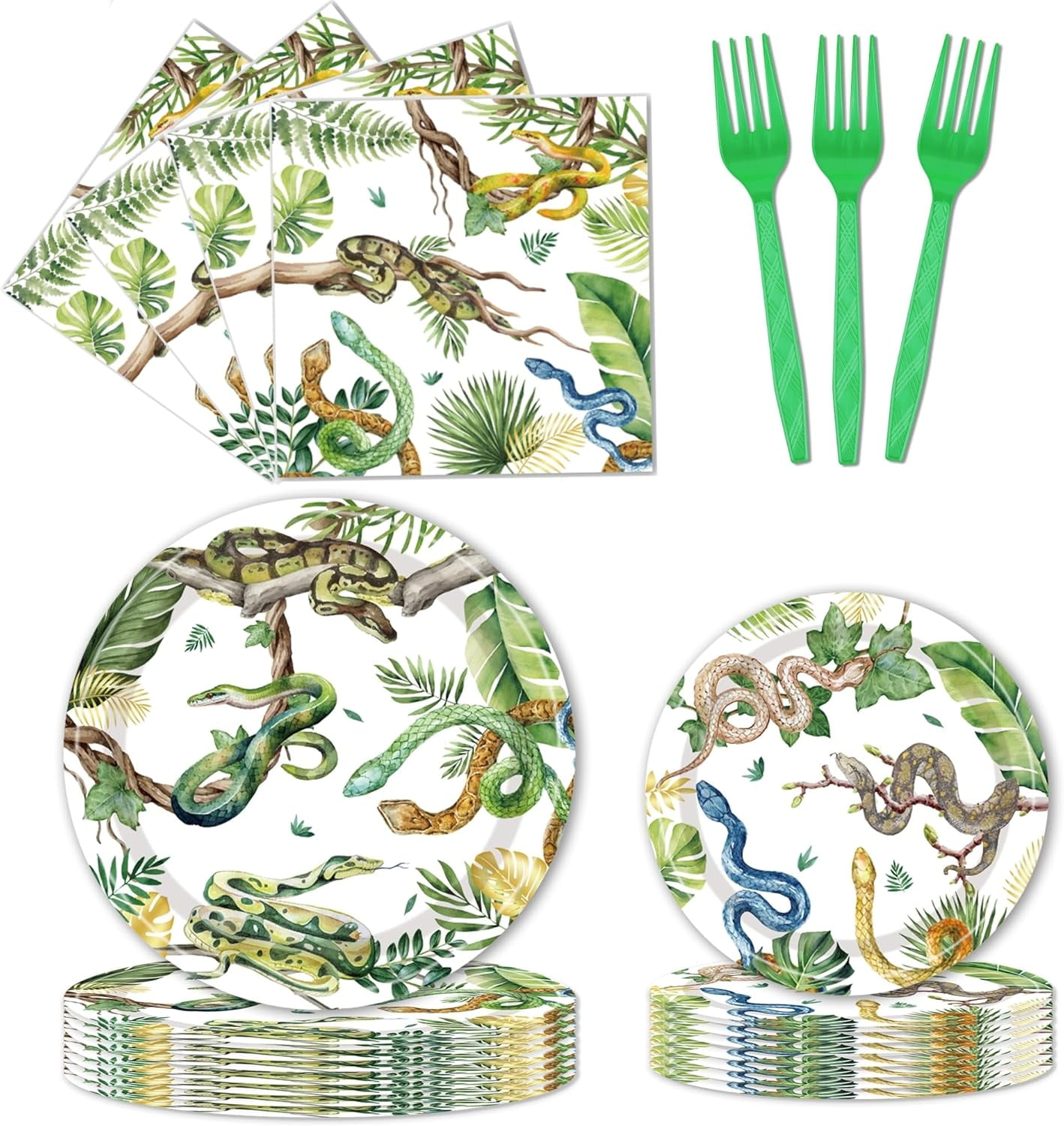 Reptile Snake Birthday Party Decorations - 96 PCS Snake Plates and ...