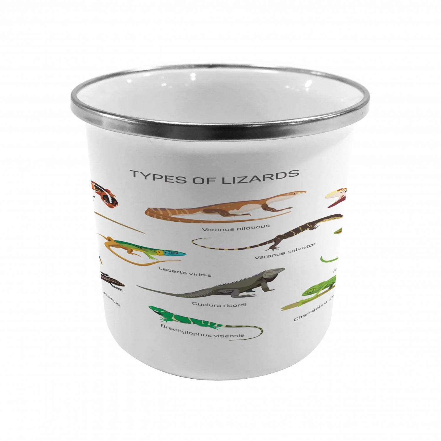 Reptile Steel Camping Mug, Lizard Family Design on Plain Background ...