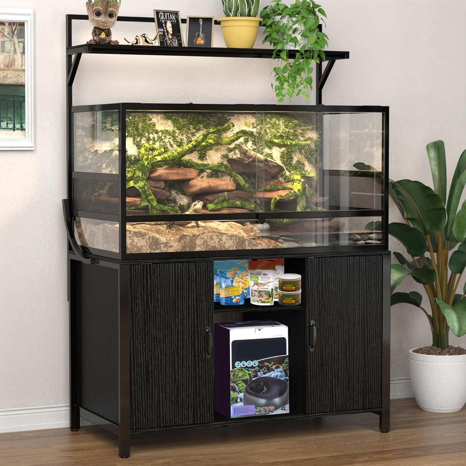 Reptile Tank Stand Terrarium Stand with Cabinet for Accessories Storage ...