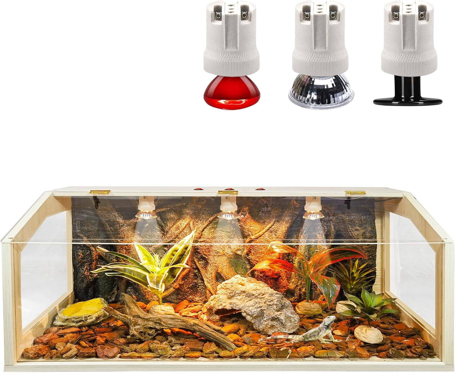 Reptile Terrarium Lizard Tank Up to 68 Gallons Bearded Dragon Tank with ...