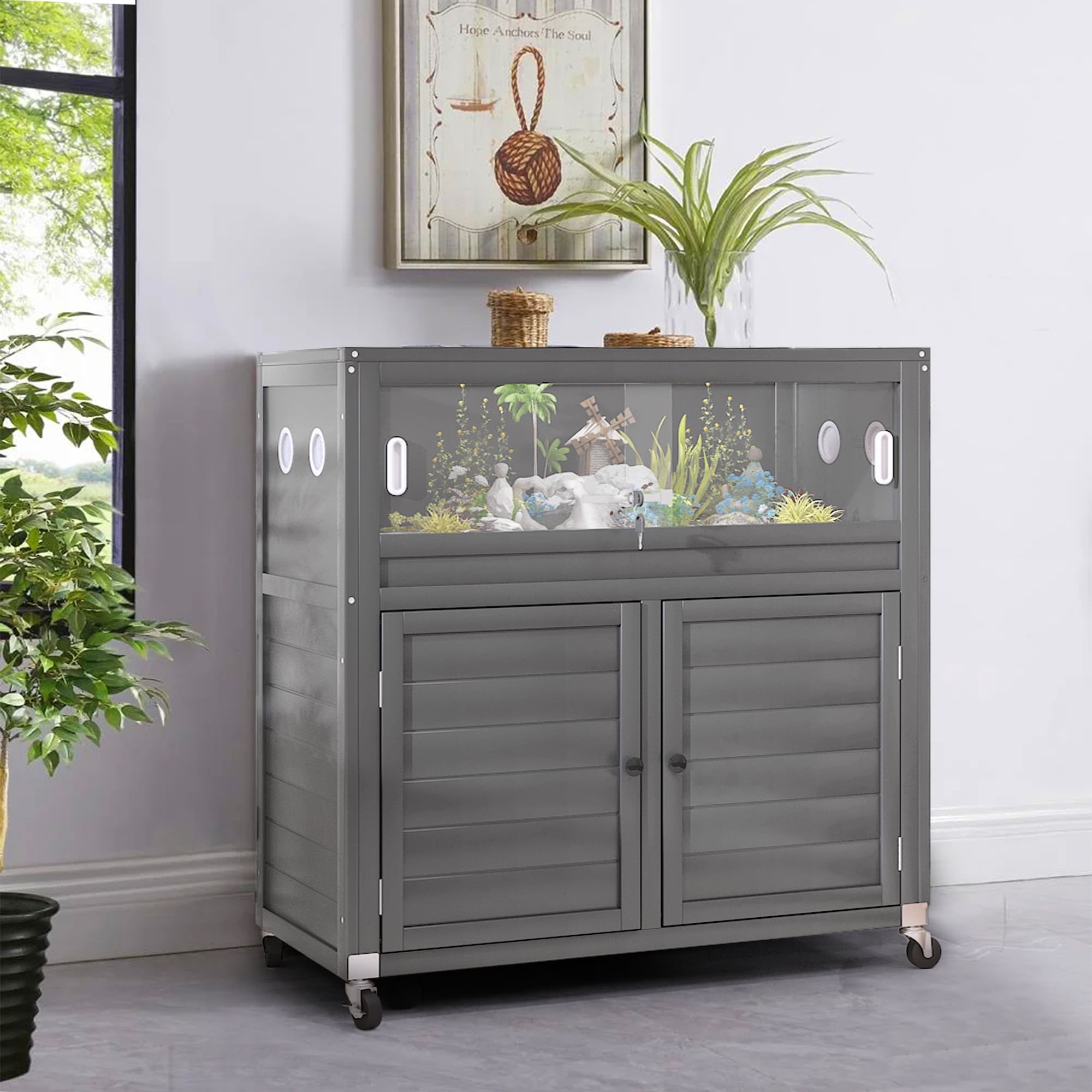 Reptile Terrarium Stand, 30 Gallon Reptile Tank with Adjustable Storage ...