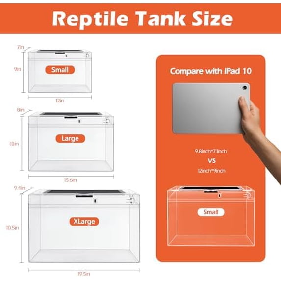 Reptile Terrarium Starter Kit,8 Piece Small Reptile Tank with Escape ...