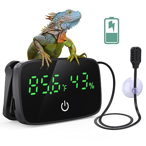 Reptile Thermometer Hygrometer, LED Digital Terrarium Thermometer and ...