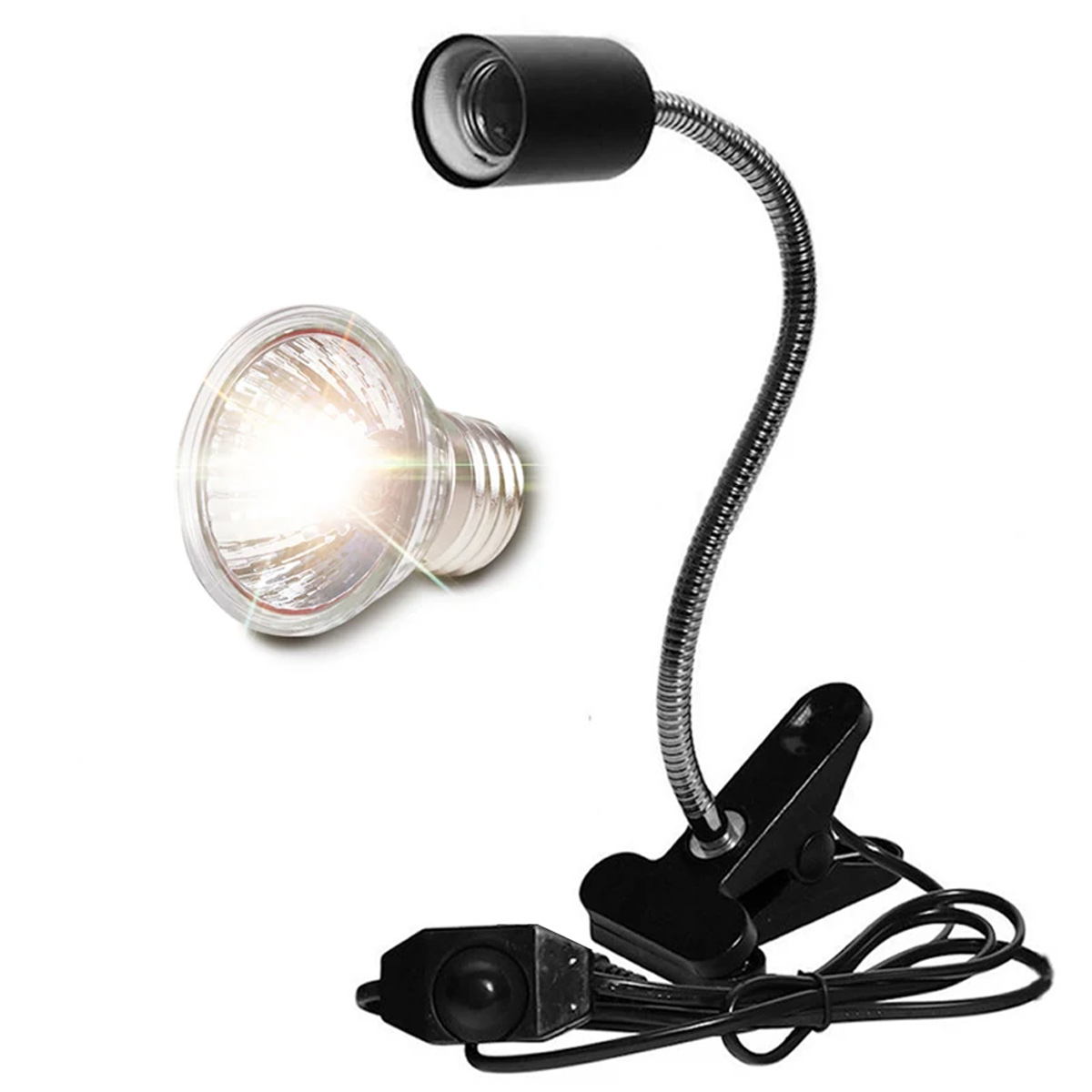 Reptile UVA UVB lamp with Clip-on Bulb Lamp Holder Kit Turtle Basking ...