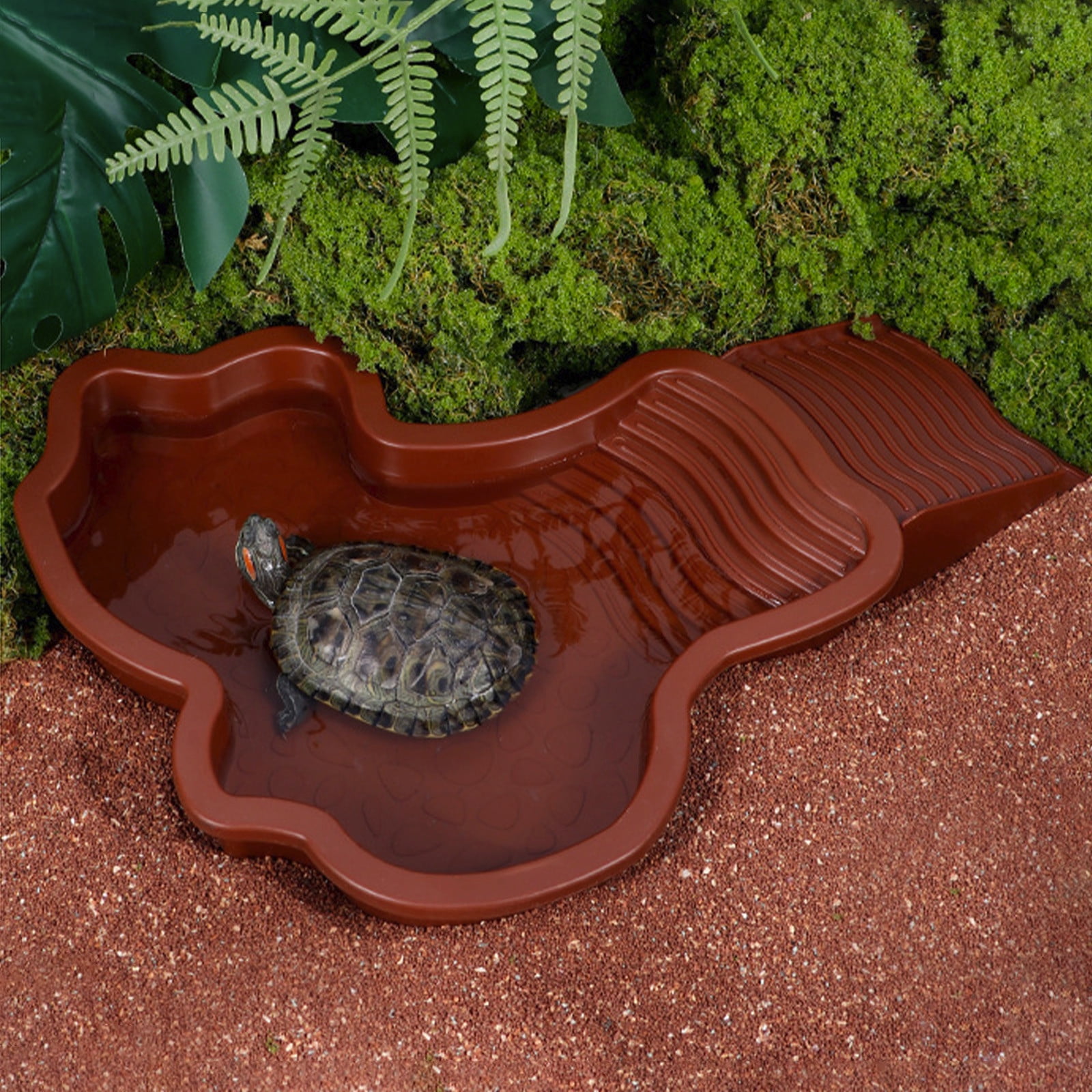 Reptile Water Dish with Ramp - Extra Large Shallow Bathing Pool ...