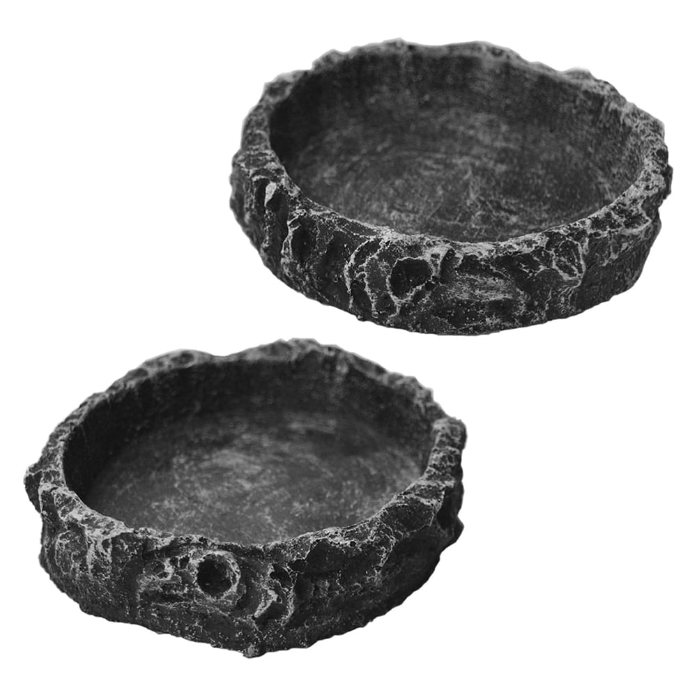 Reptile Water & Food Bowls for Tortoise Snake, Durable Resin Terrarium ...