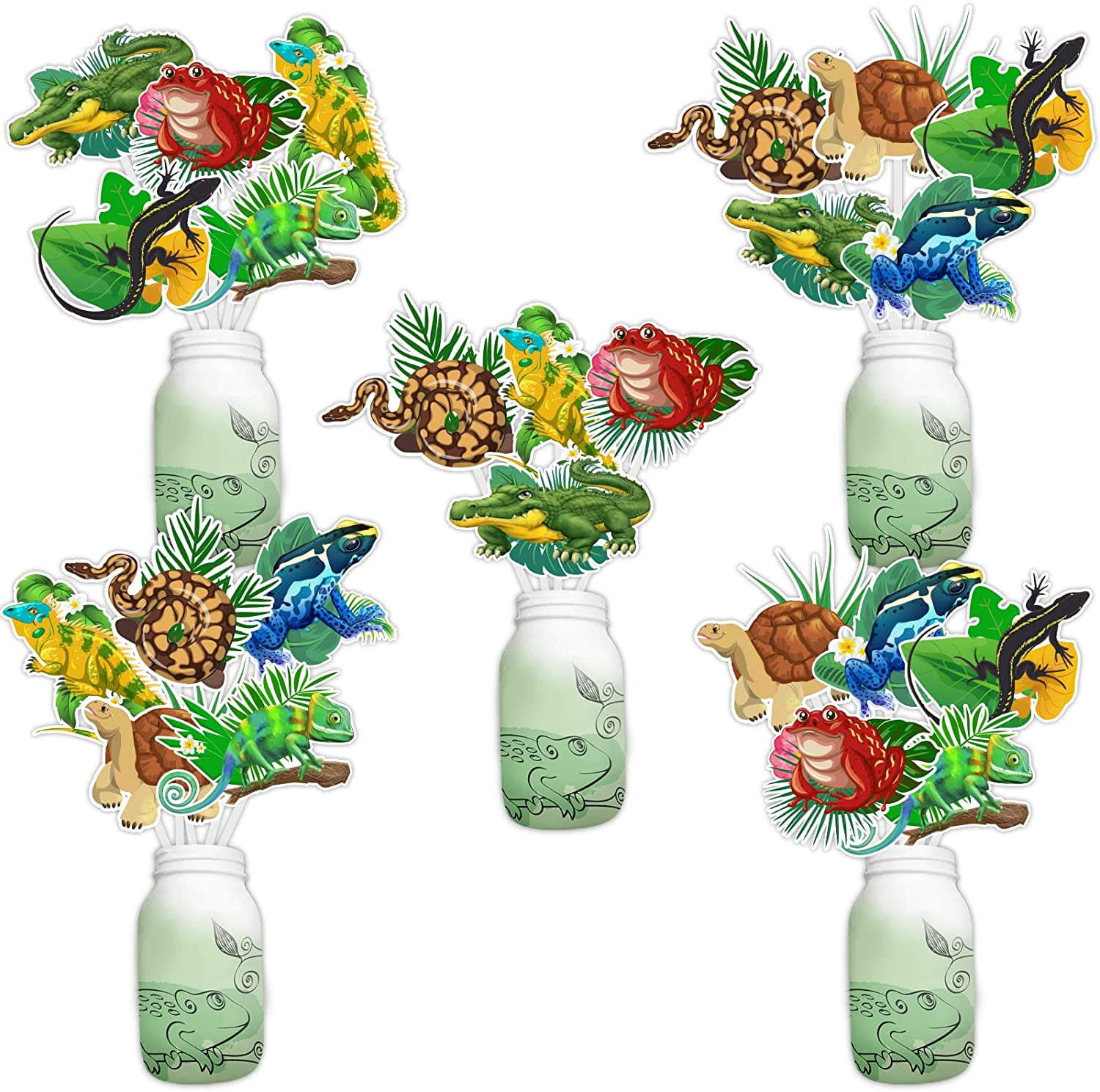 Reptiles Birthday Party Decoration 24pcs Reptile Table Centerpieces for ...