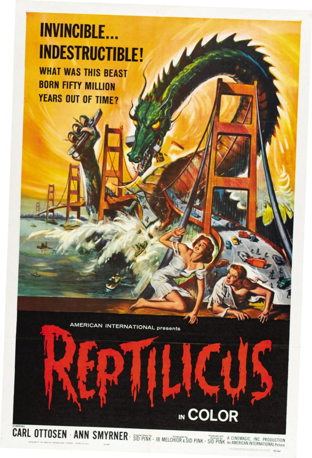 Reptilicus Movie poster Metal Print 12x16 Large Print on Metal 12x16 ...