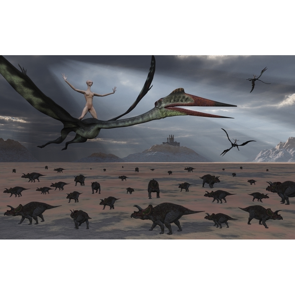 Reptoids ride on the backs of Quetzalcoatlus using telepathy Poster ...