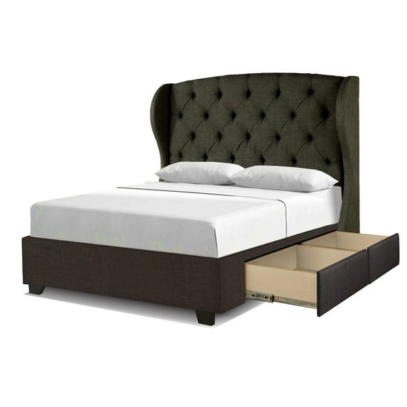 Republic Design House Asher Upholstered "Ever-Strong" Platform Bed with 2 Drawers - Walmart.com