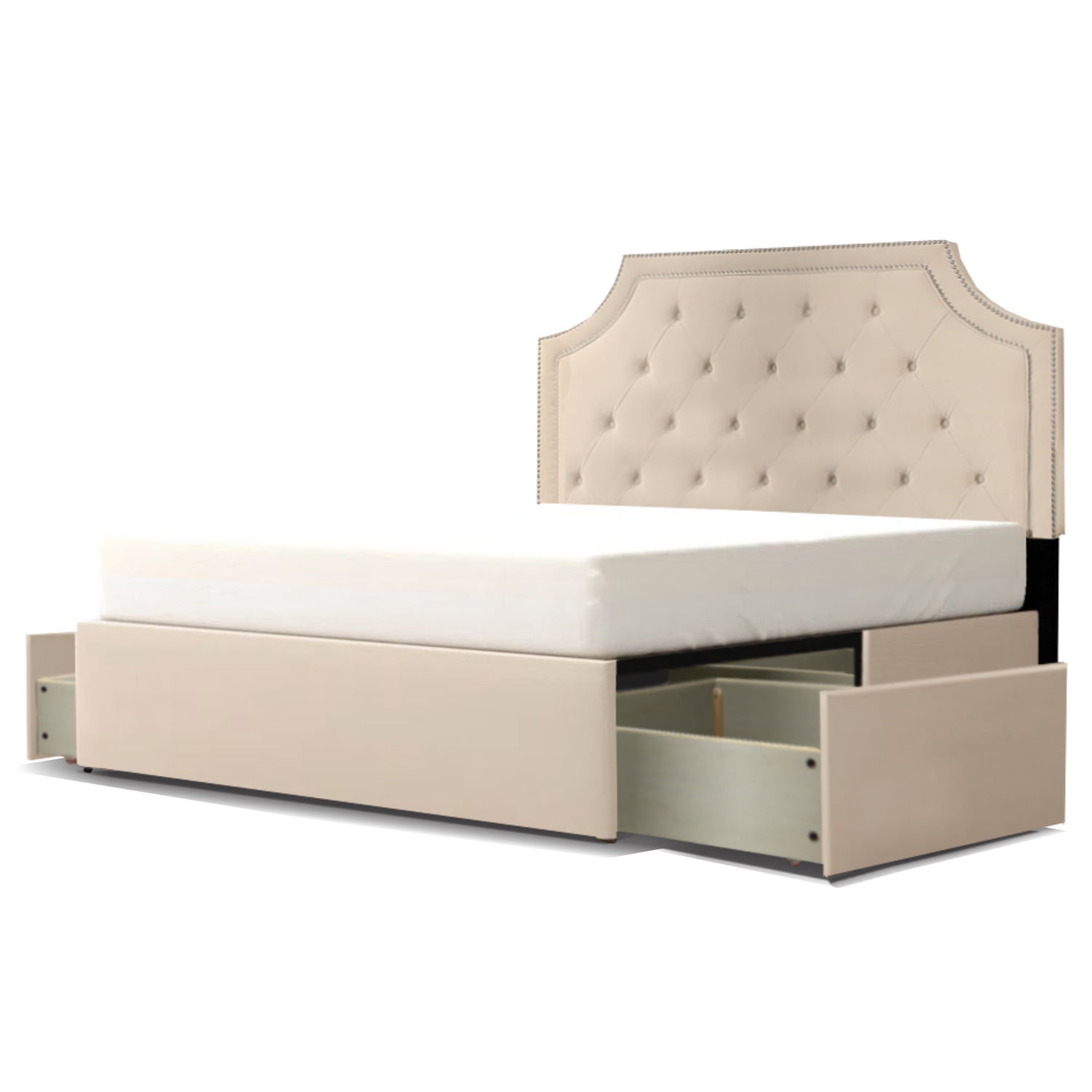 Ivy Bronx Queen King Size Upholstered Storage Platform Bed with Drawers Walmart
