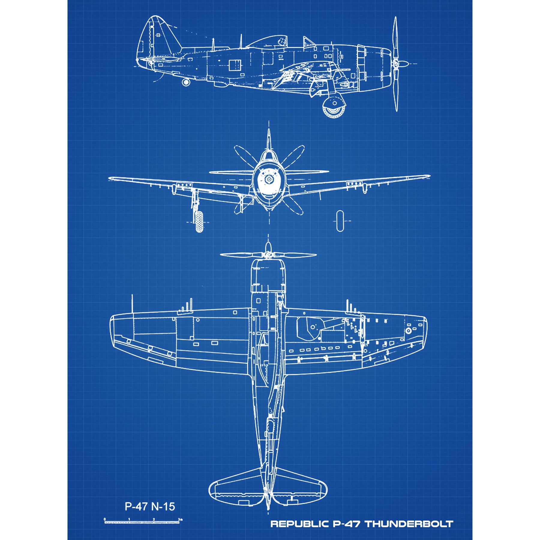 Republic P-47 Thunderbolt Navy USA Fighter Plane Plan Extra Large XL ...