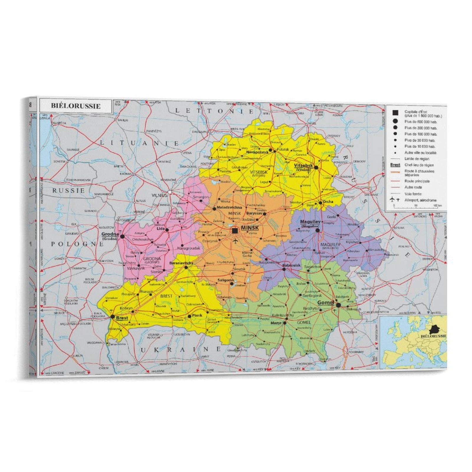 Republic of Belarus Map Posters Canvas Wall Art Poster Decorative ...