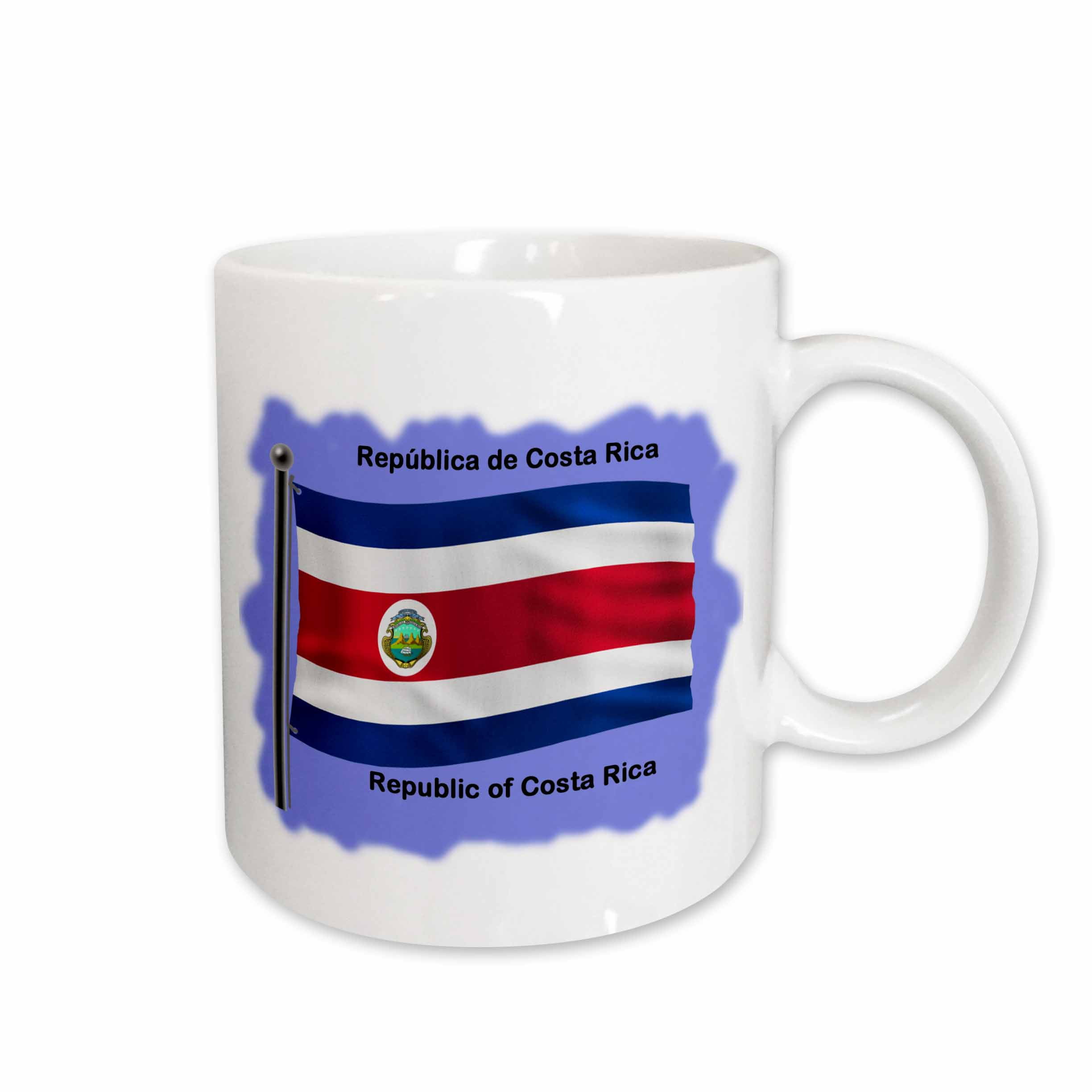 Republic of Costa Rica flag waving on a lavender blue background 15oz ...