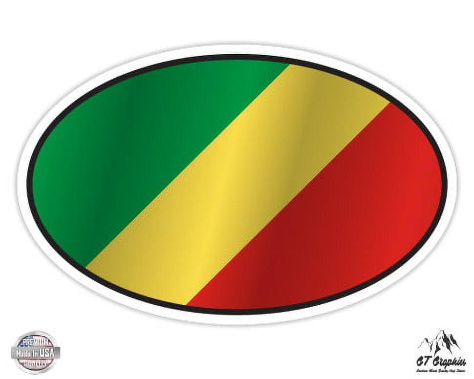 Republic of the Congo Flag Oval - 5" Vinyl Sticker - For Car Laptop I ...