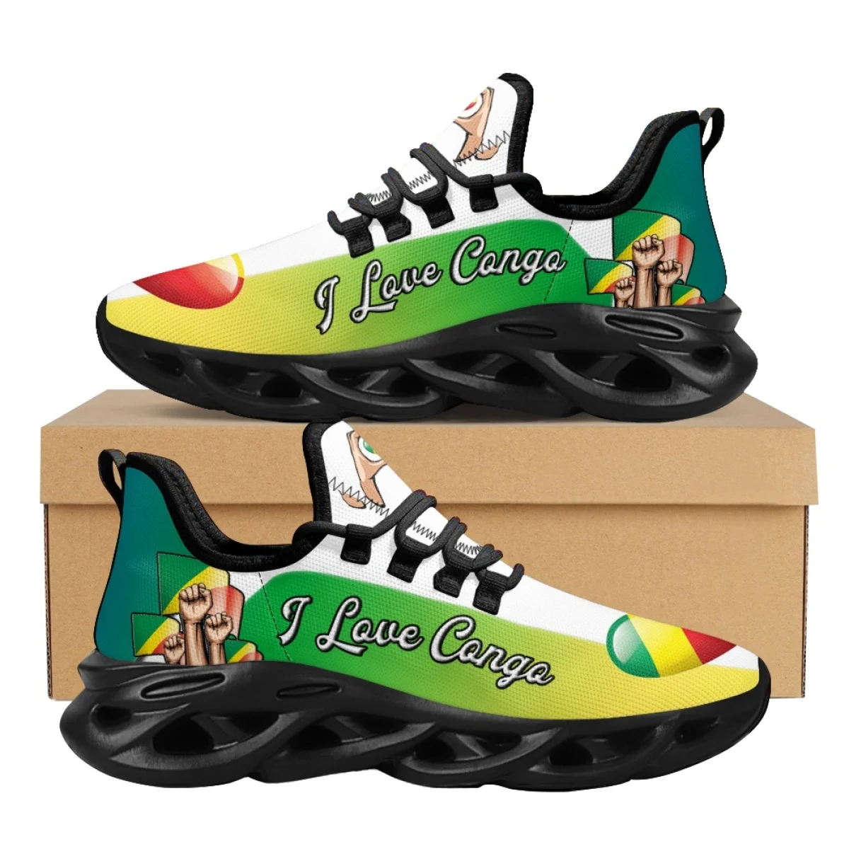 Republic of the Congo Flag Sneakers Casual Non-Slip Platform Shoes ...