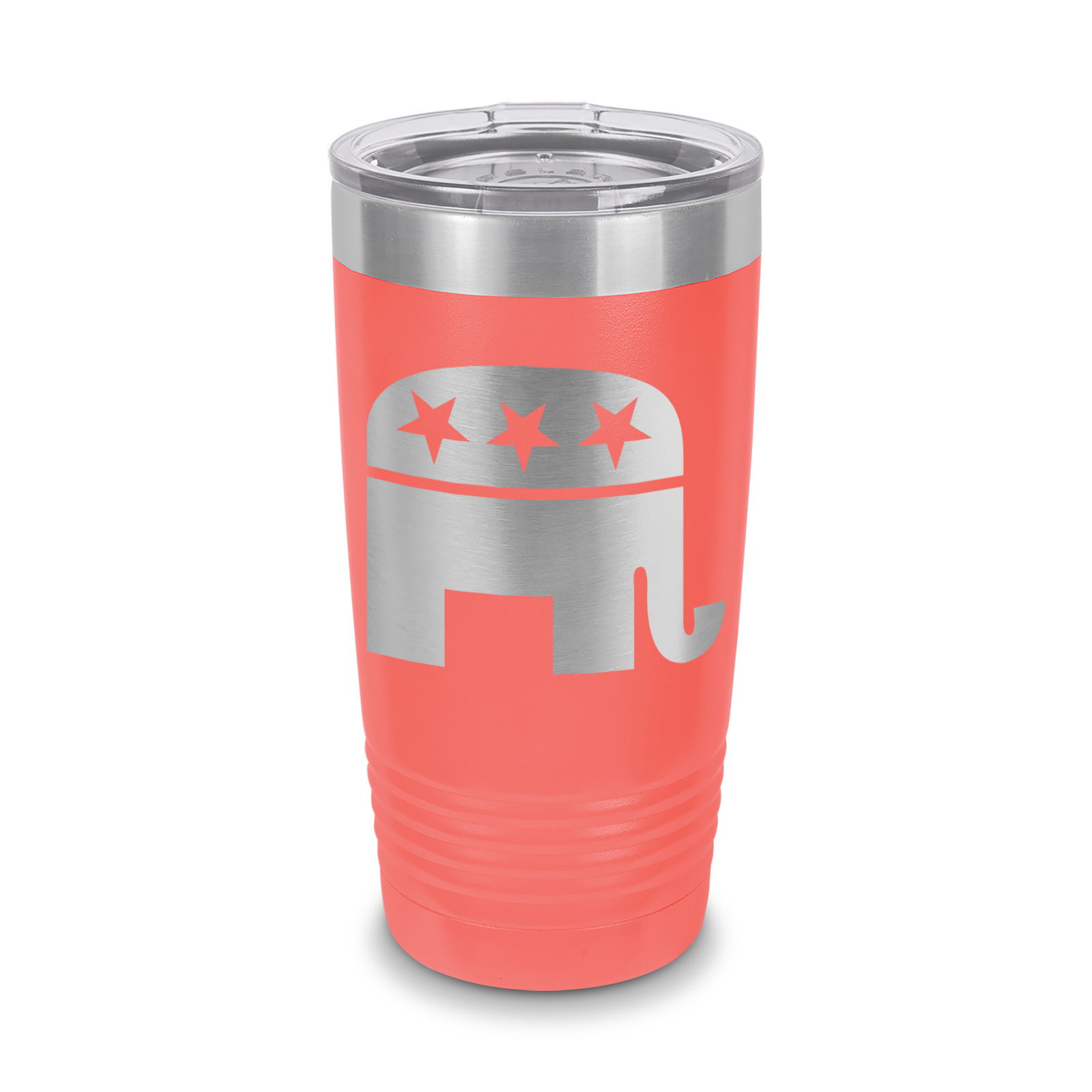 Republican Logo Tumbler 20 oz - Laser Engraved w/ Clear Lid - Stainless ...