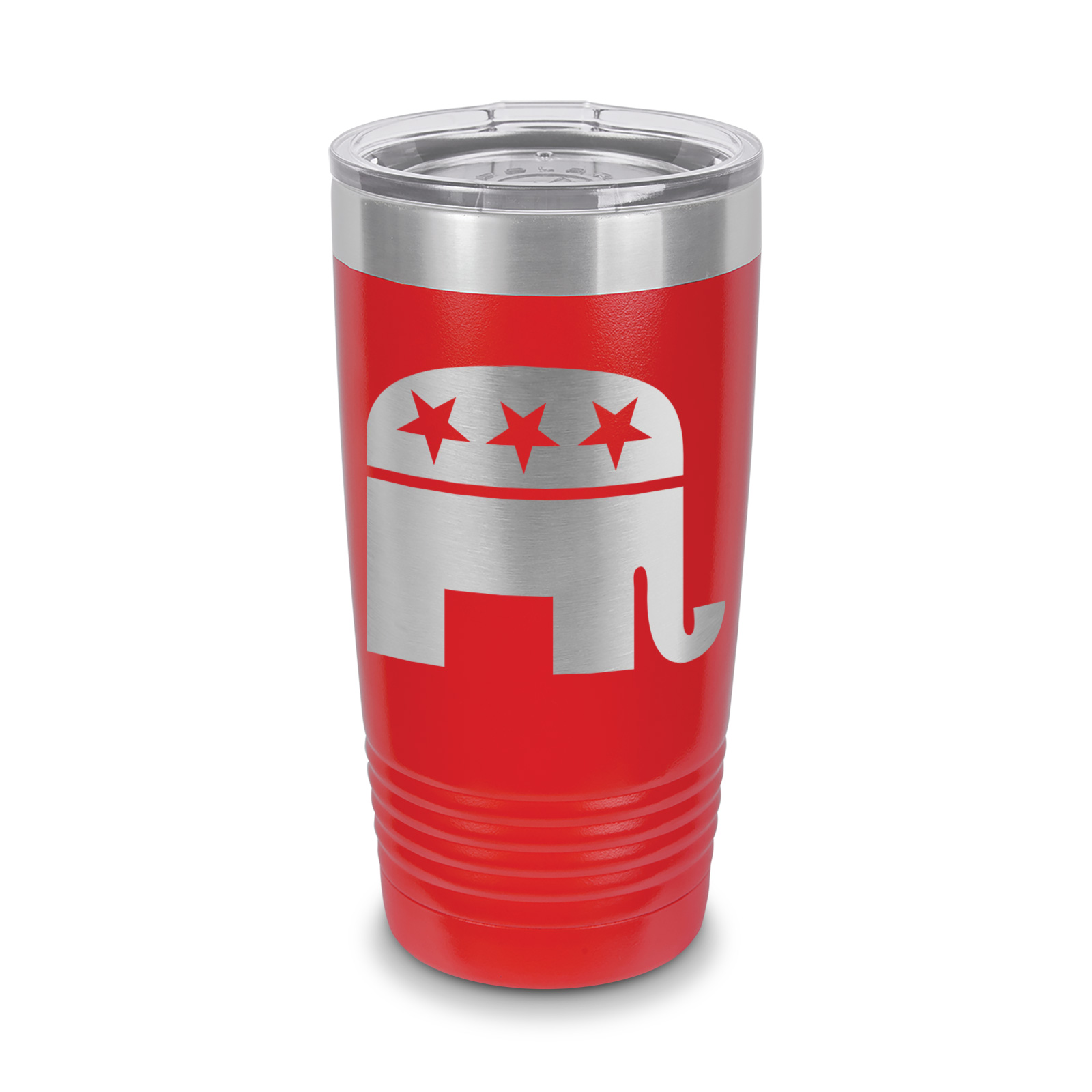 Republican Logo Tumbler 20 oz - Laser Engraved w/ Clear Lid - Stainless ...