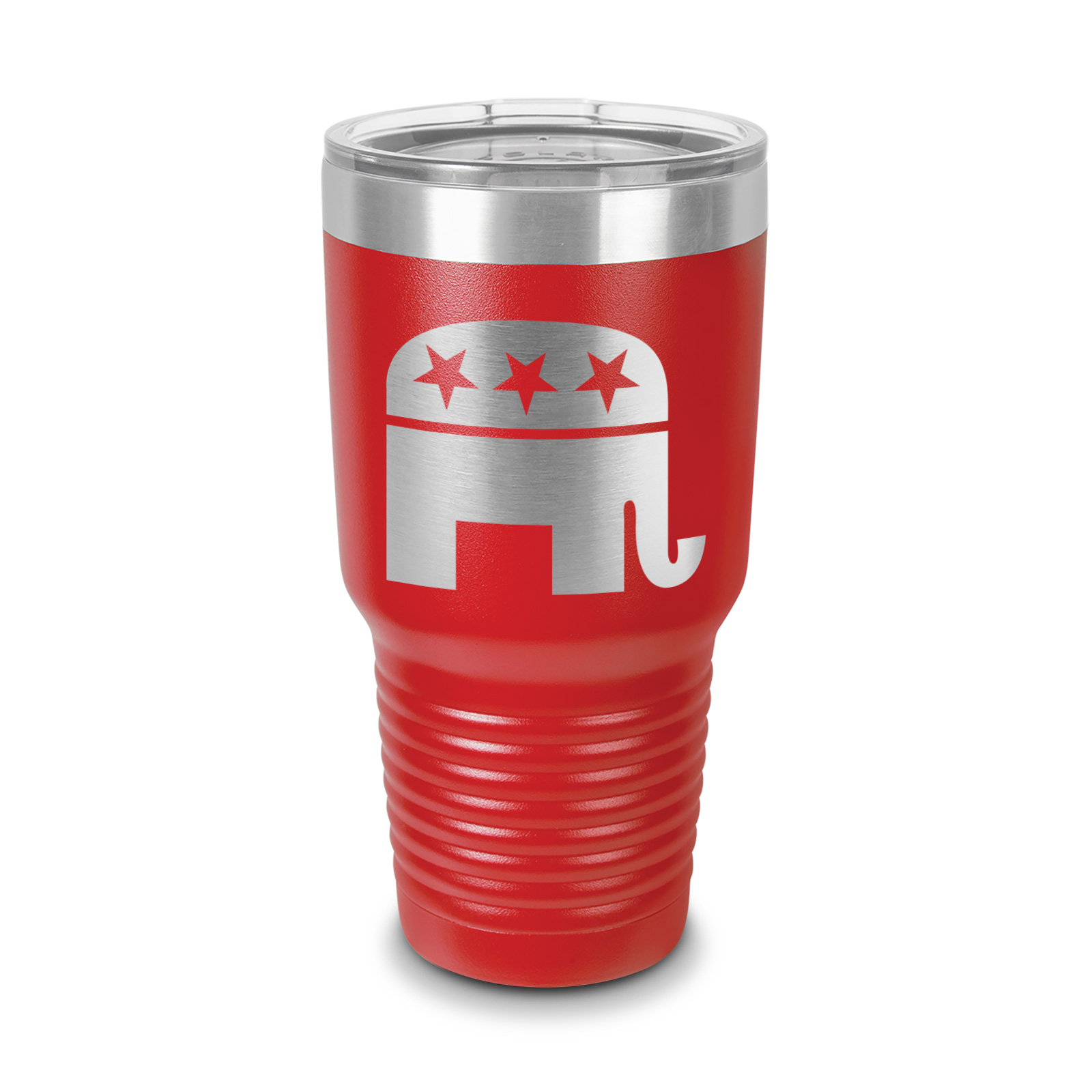 Republican Logo Tumbler 30 oz - Laser Engraved w/ Clear Lid - Stainless ...