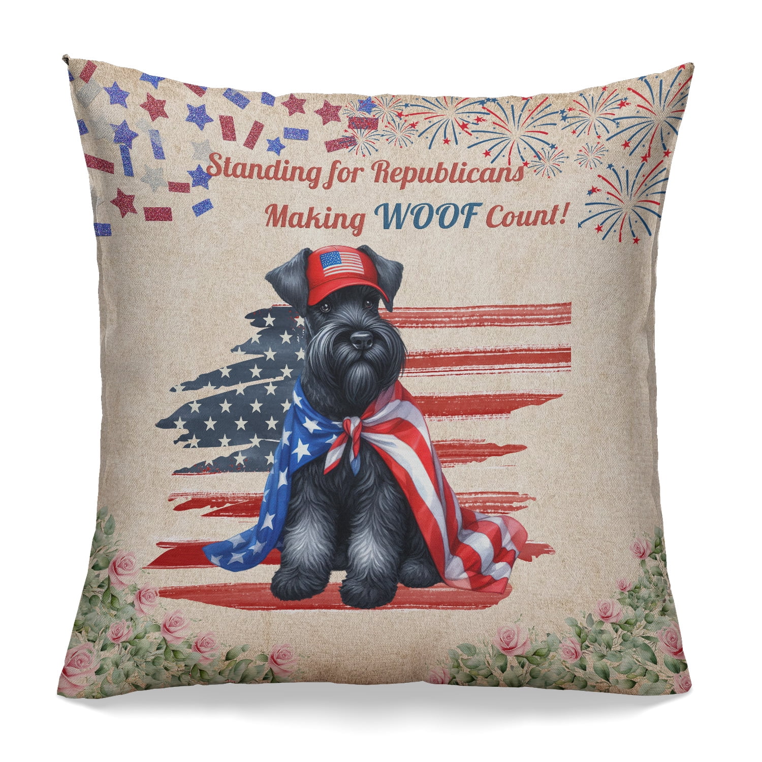 Republican Schnauzer Making Woof Count Election 2024 Pillowcase Double ...
