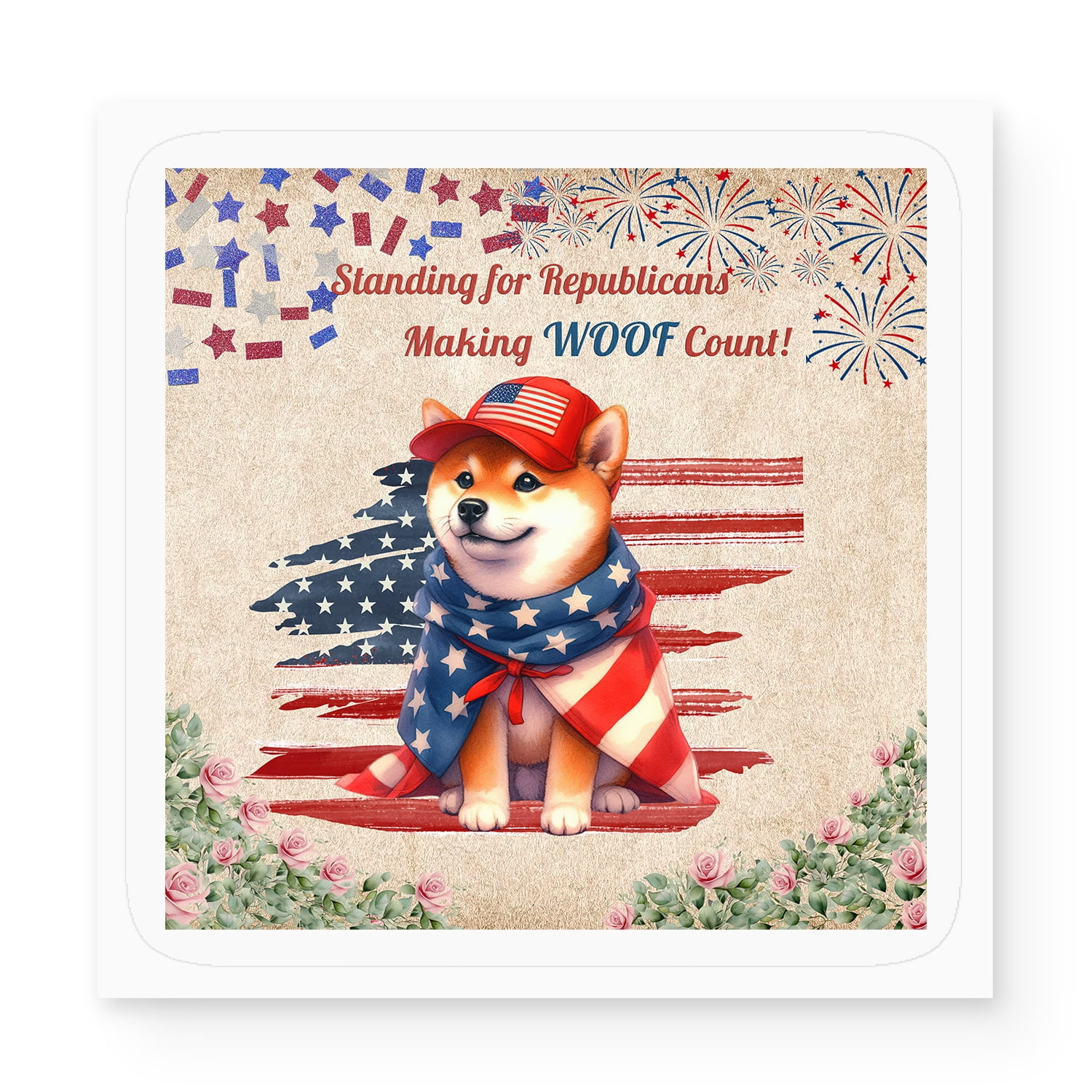 Republican Shiba Inu Making Woof Count Election 2024 Vinyl Sticker ...