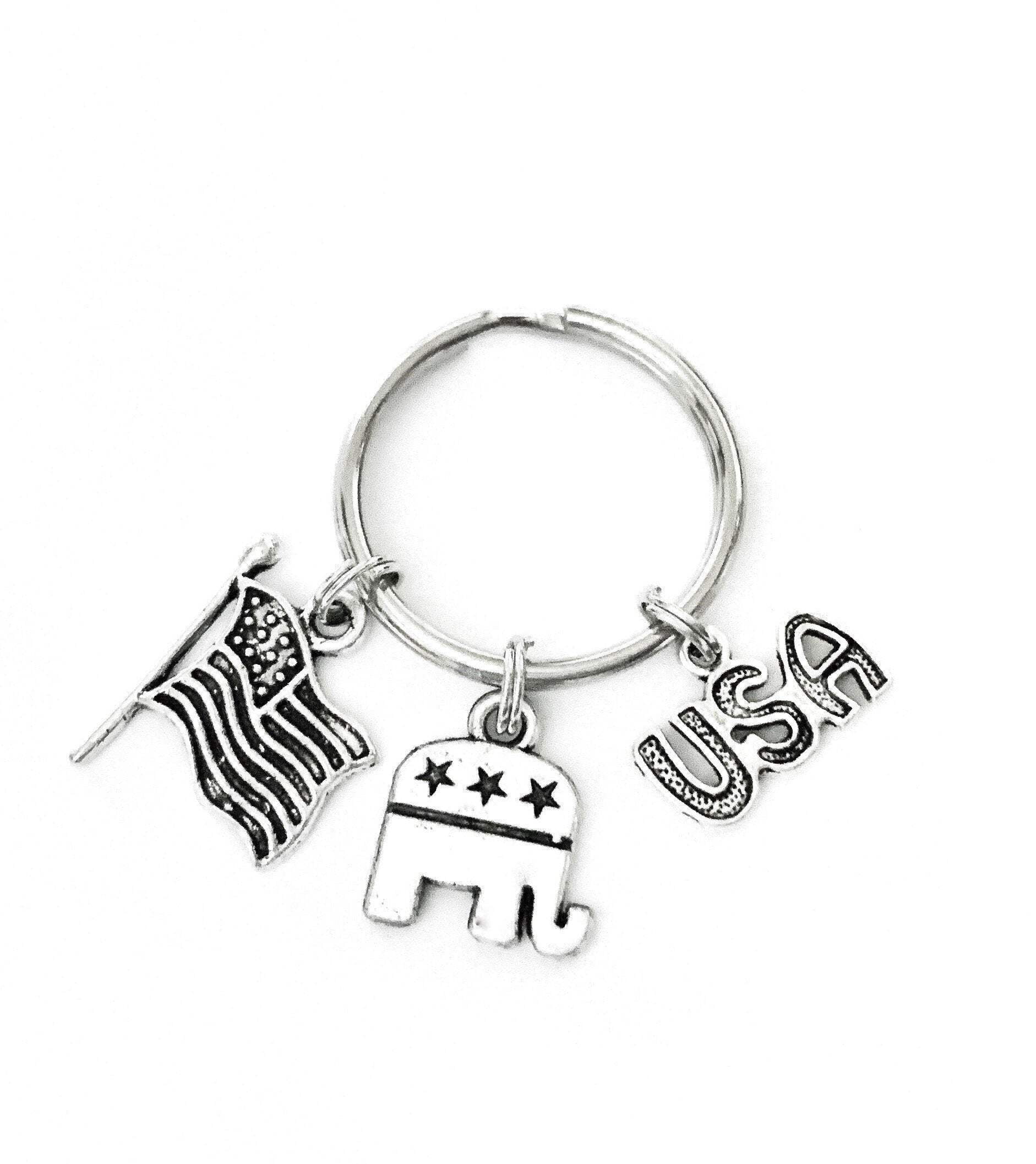 Republican themed keychain. Republican Elephant Symbol, American Flag ...