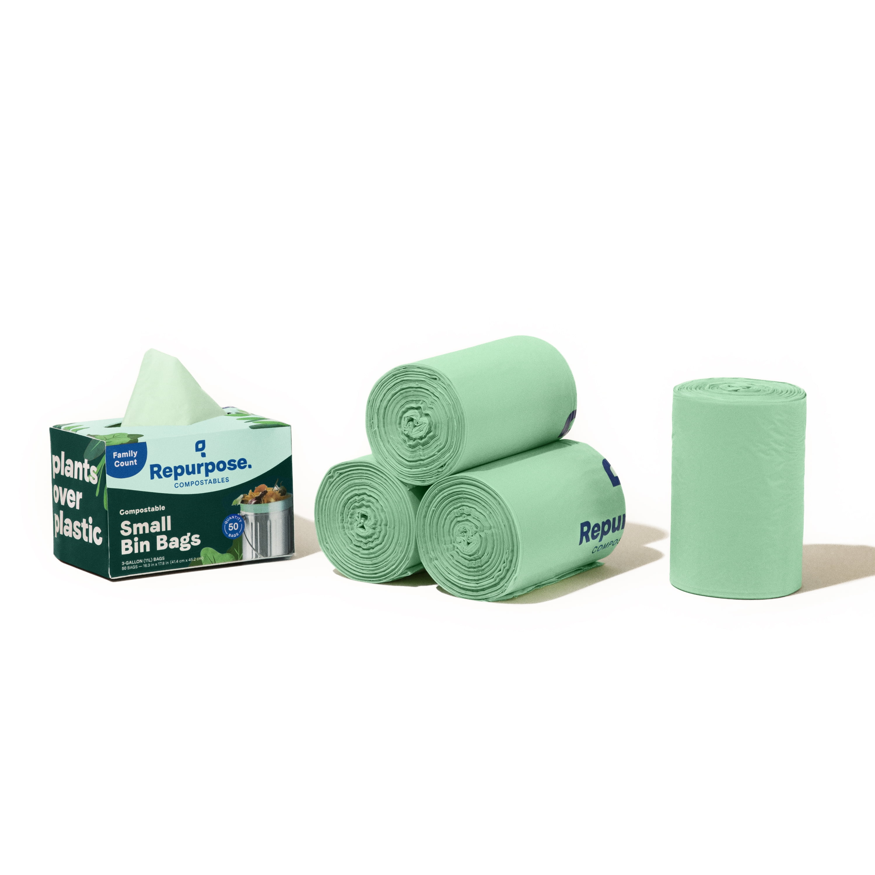 Repurpose 3 Gallon Compostable Small Bin Trash Bags, BPI Certified, 100 ...