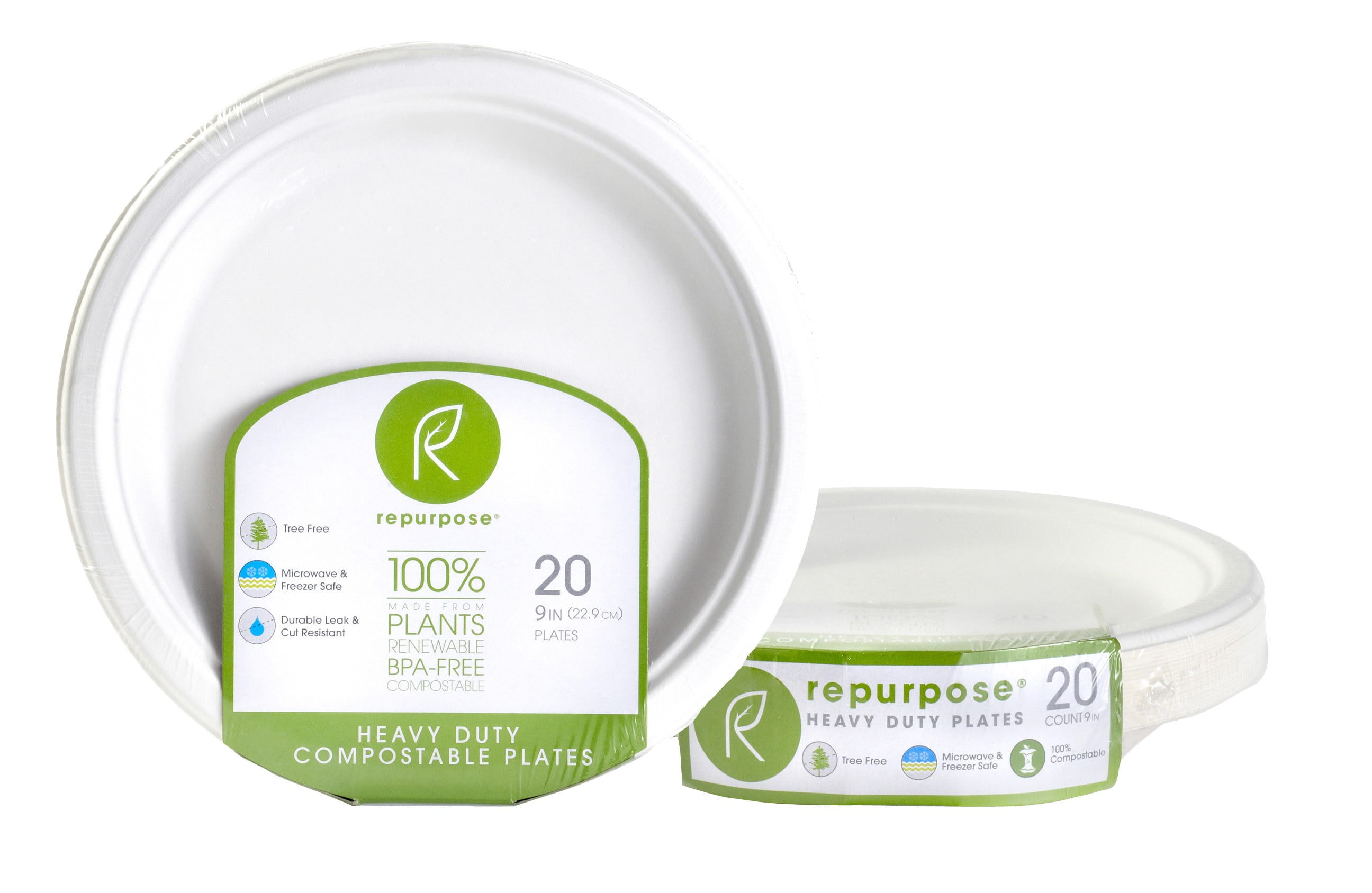 Repurpose Compostable Heavy Duty Plates, 9", White, 20 Ct - Walmart.com