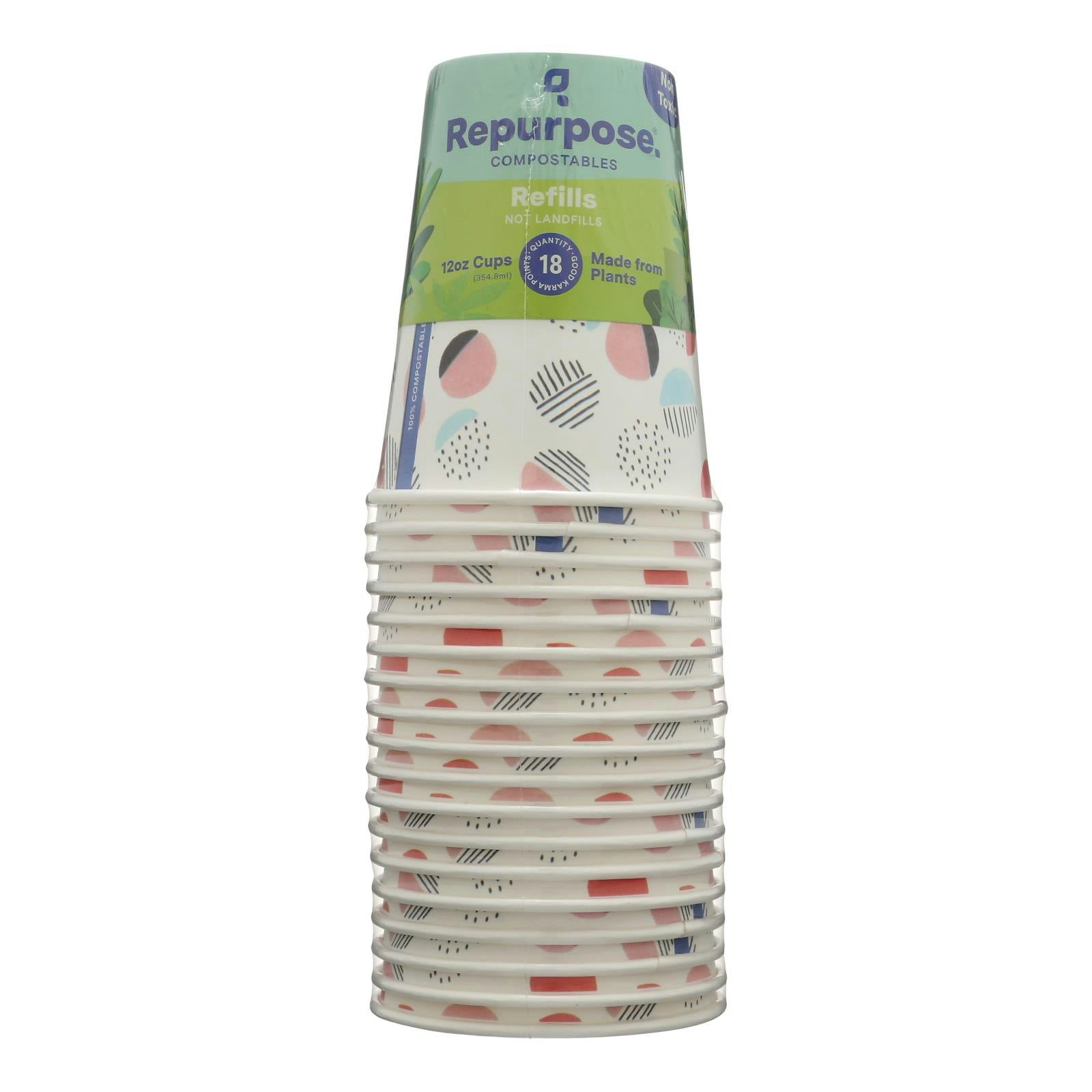 Repurpose Cups Compostable 12 oz 18 Count (Pack of 12) - Walmart.com