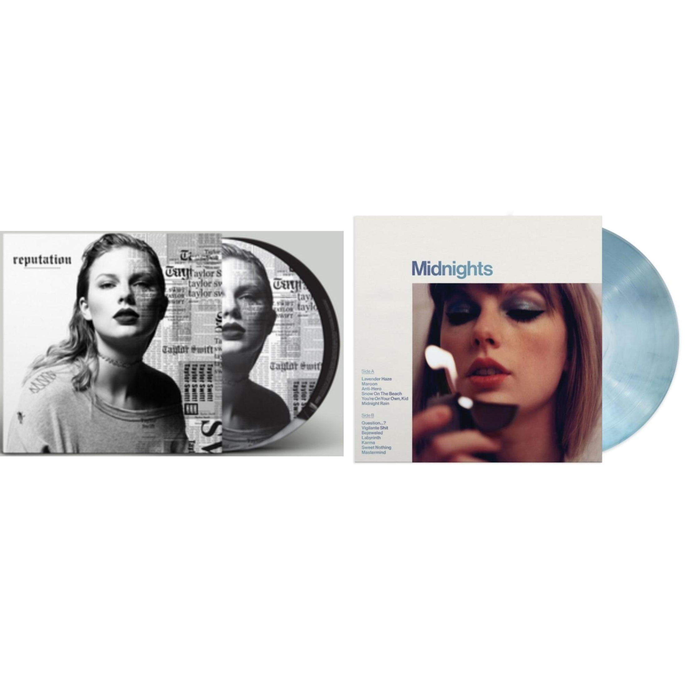 Reputation (Picture Disc) & Midnights (X) (Moonstone Blue LP Vinyl ...