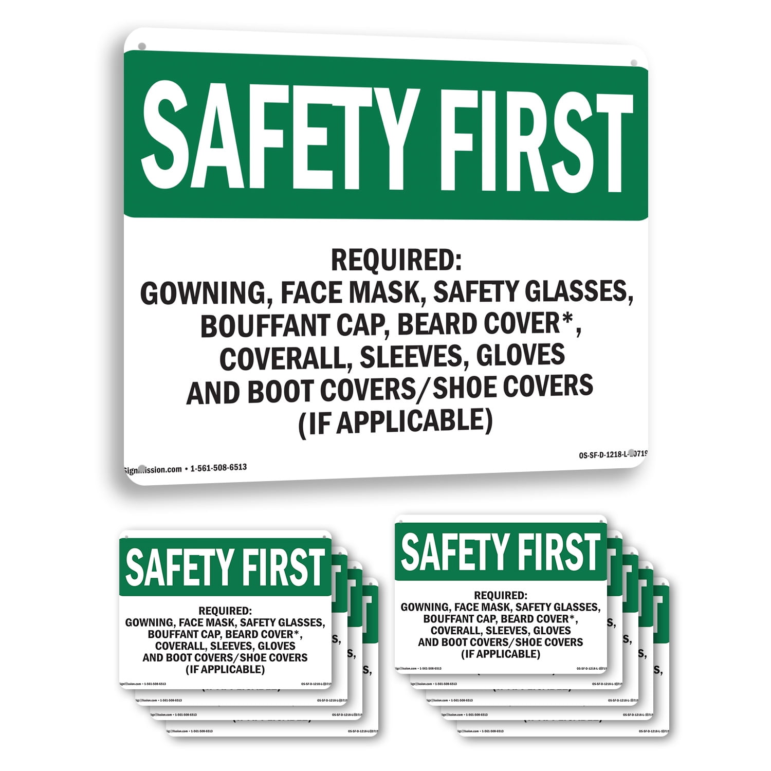 Required OSHA SAFETY FIRST Aluminum Sign 14 Inch x 10 Inch - 10 Pack ...
