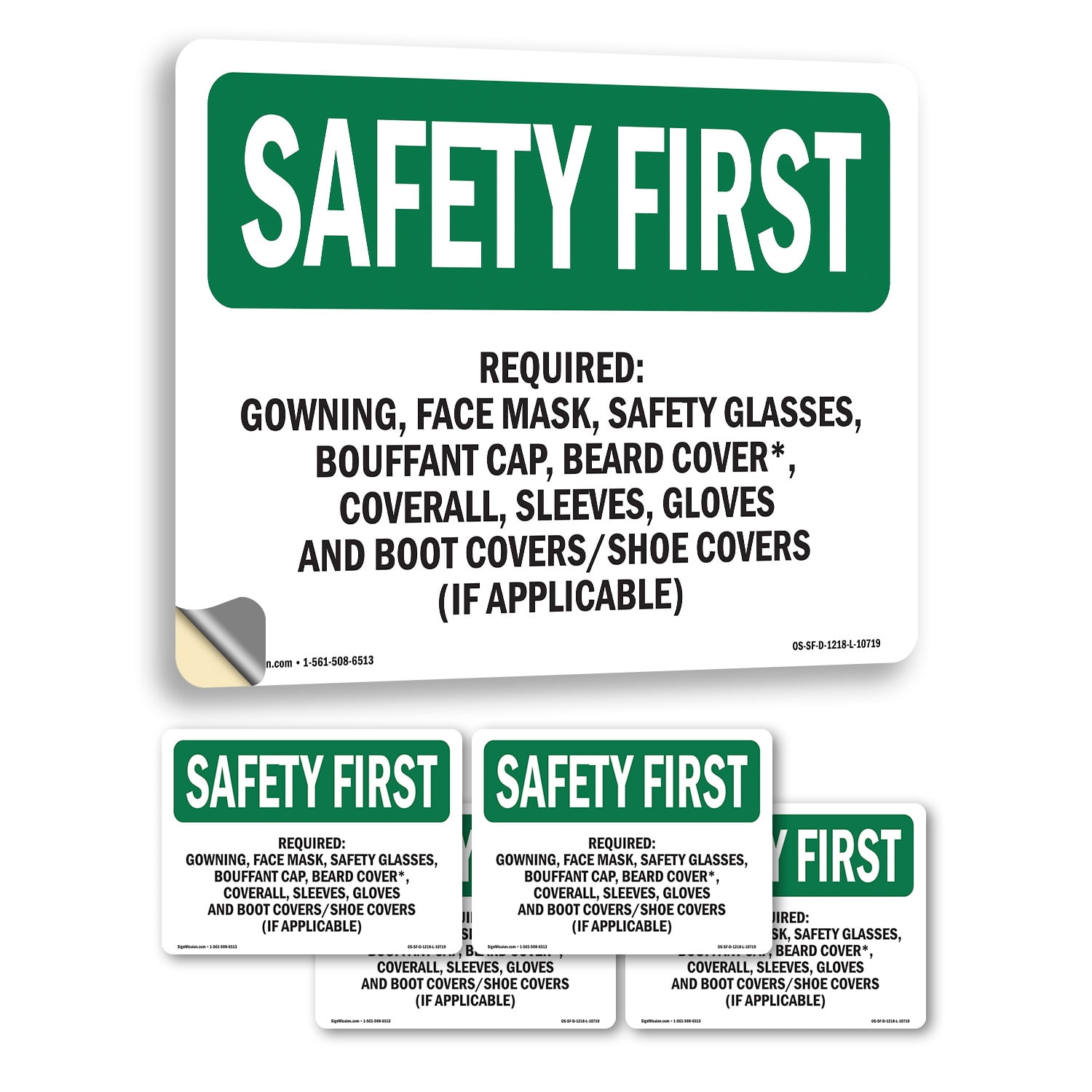 Required OSHA SAFETY FIRST Vinyl Decal Label 24 Inch x 18 Inch - 5 Pack ...