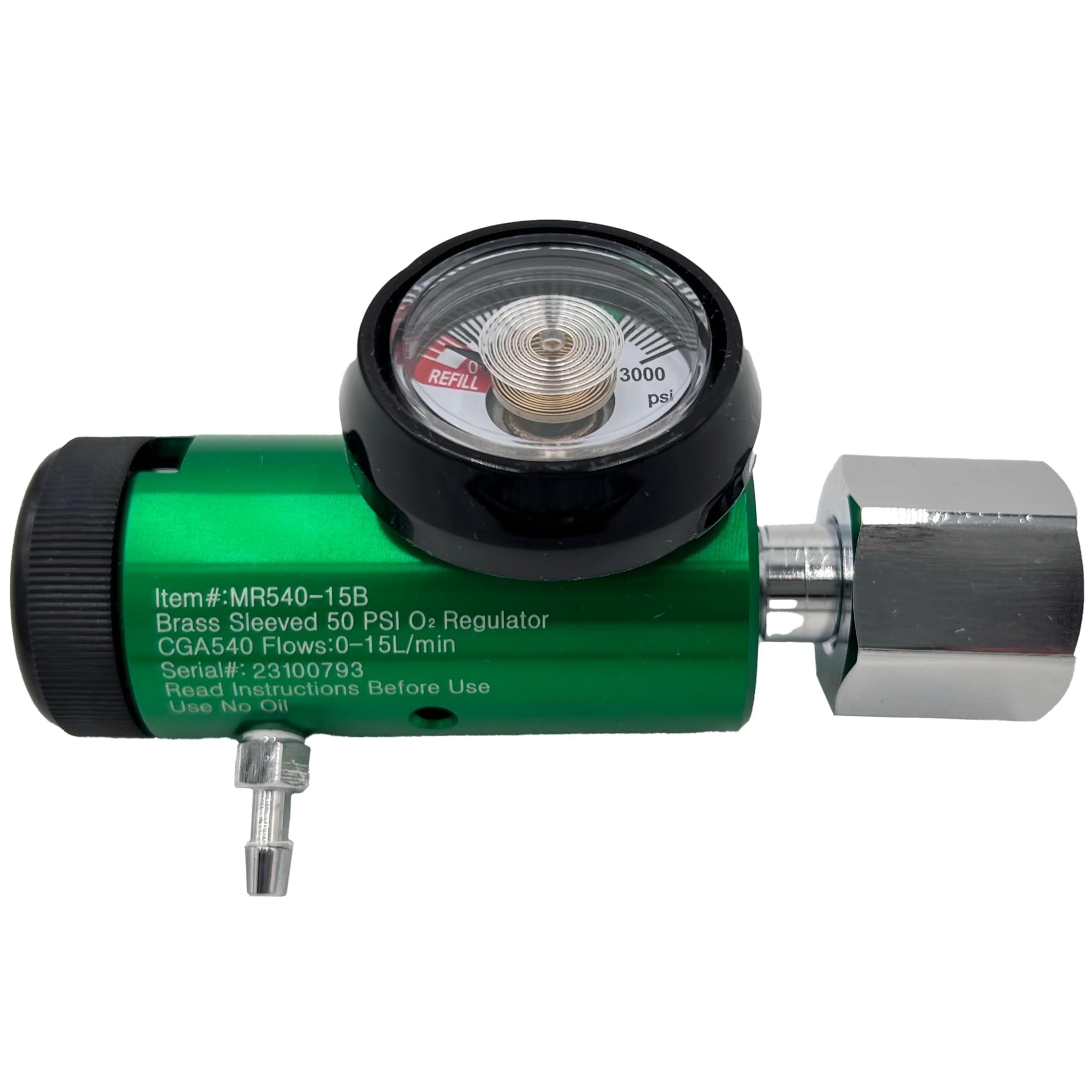 ResOne 15LPM Oxygen Regulator, CGA-540 with Barb Outlet #MR540-15B ...