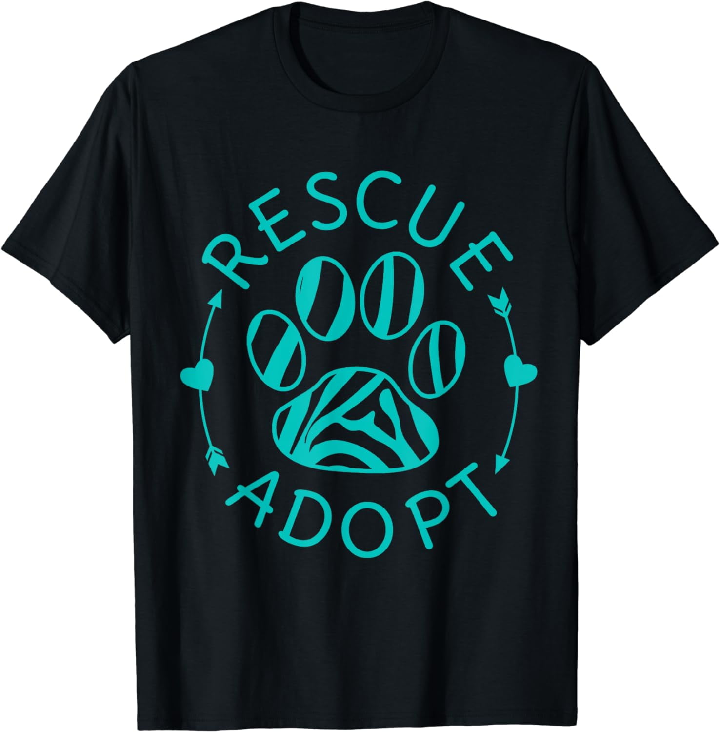 Rescue Adopt Animal Lover Love Cats Dogs Paw Print Gift T-Shirt ...