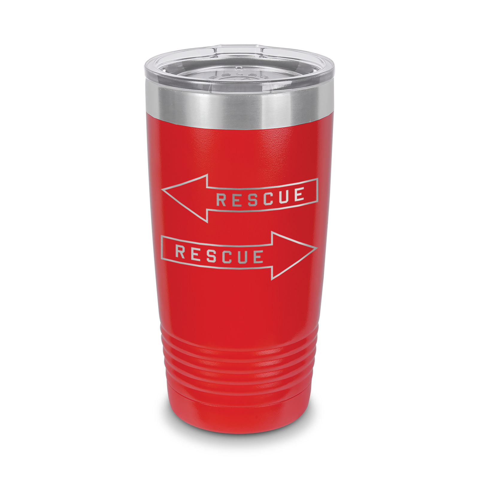 Rescue Arrow Tumbler 20 oz - Laser Engraved w/ Clear Lid - Stainless ...