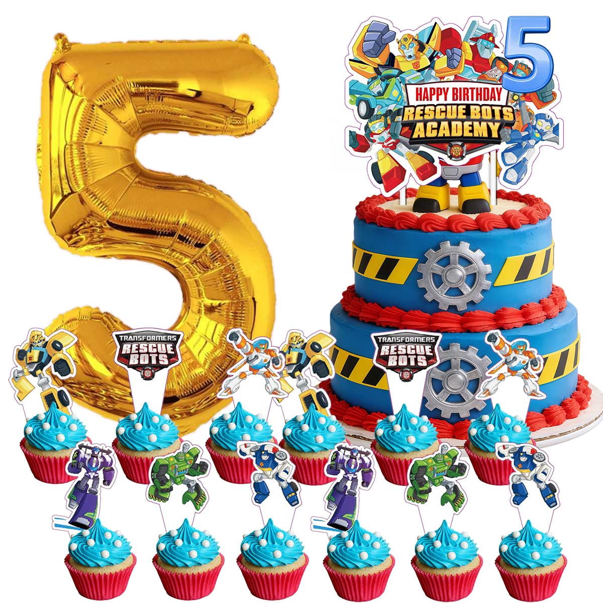 Rescue Bots 5th Party Supplies Decoration Cake Topper Cupcake Big ...