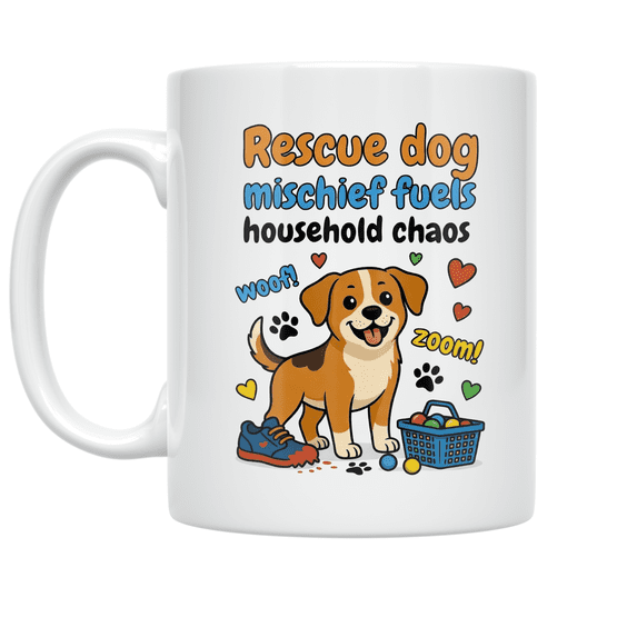 Rescue Dog Mischief Fuels Household Chaos - Dog Lover - 11 oz Ceramic ...